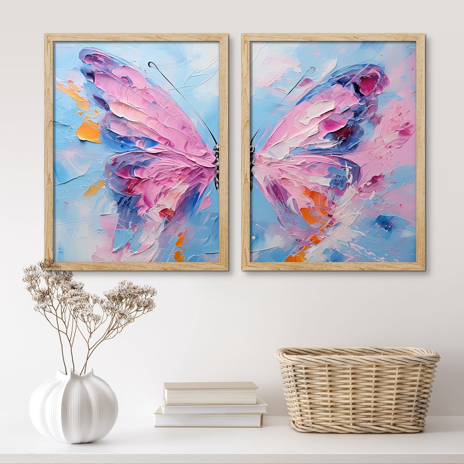 PixonSign Framed Wall Art Watercolor Monarch Butterfly Posters, Set of ...