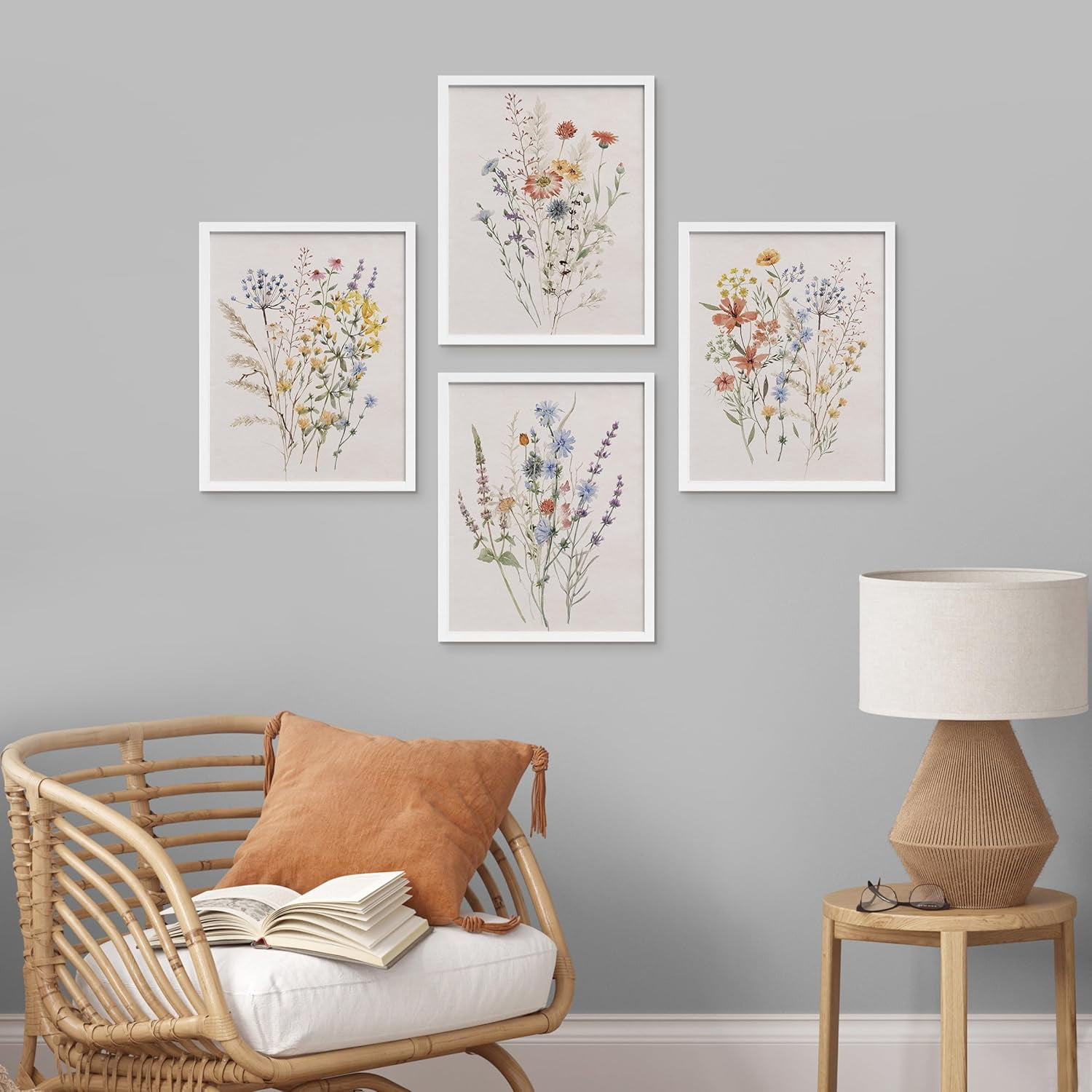 PixonSign Framed Wall Art Watercolor Wildflowers Exhibition Posters ...