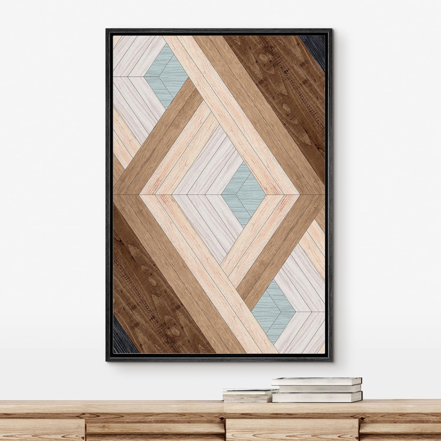 PixonSign Framed Wall Art Western Decor Geometric Diamond Wood Panel ...