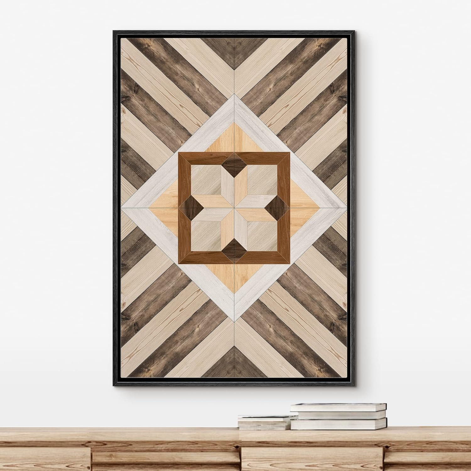 PixonSign Framed Wall Art Western Decor Geometric Polygon Wood Panel ...