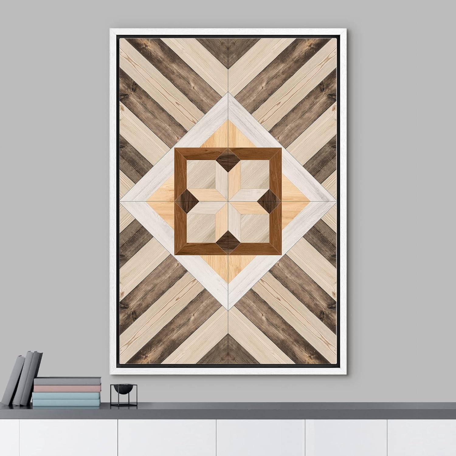 PixonSign Framed Wall Art Western Decor Geometric Polygon Wood Panel ...