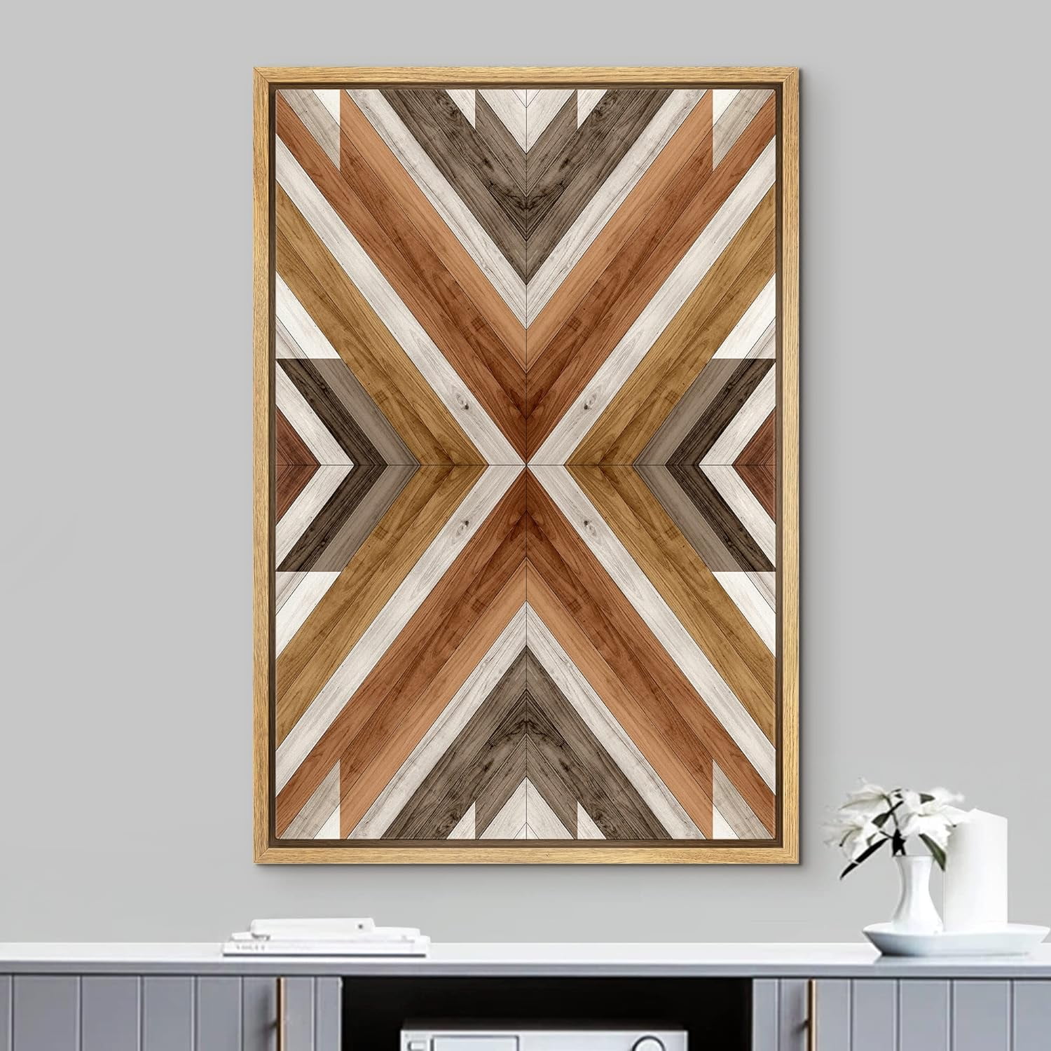 PixonSign Framed Wall Art Western Decor Tribal Wood Panel Pattern ...