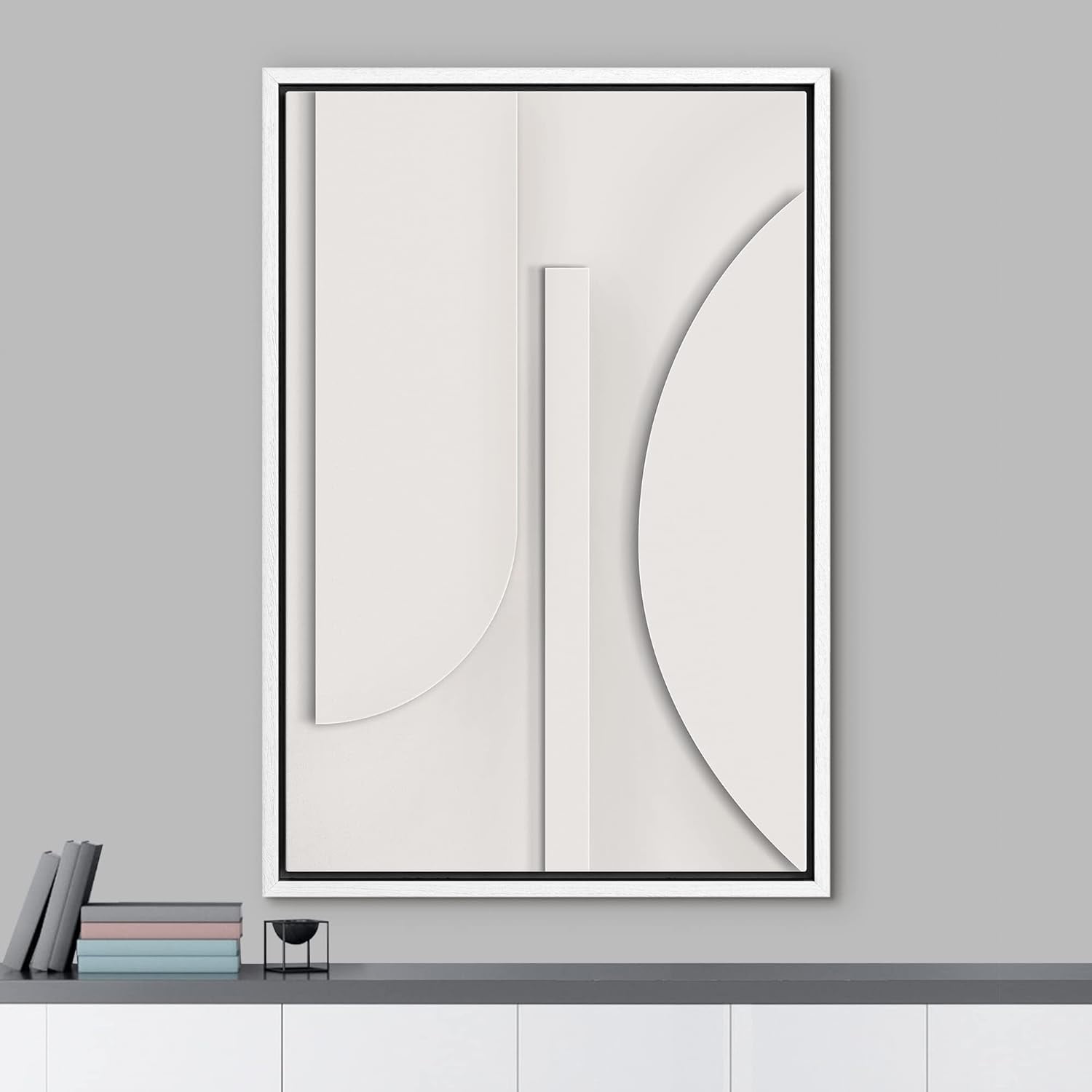 PixonSign Framed Wall Art White Geometric Mid-Century Polygon Landscape ...