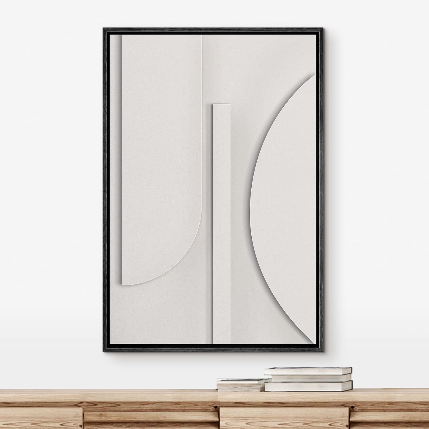 PixonSign Framed Wall Art White Geometric Mid-Century Polygon Landscape ...