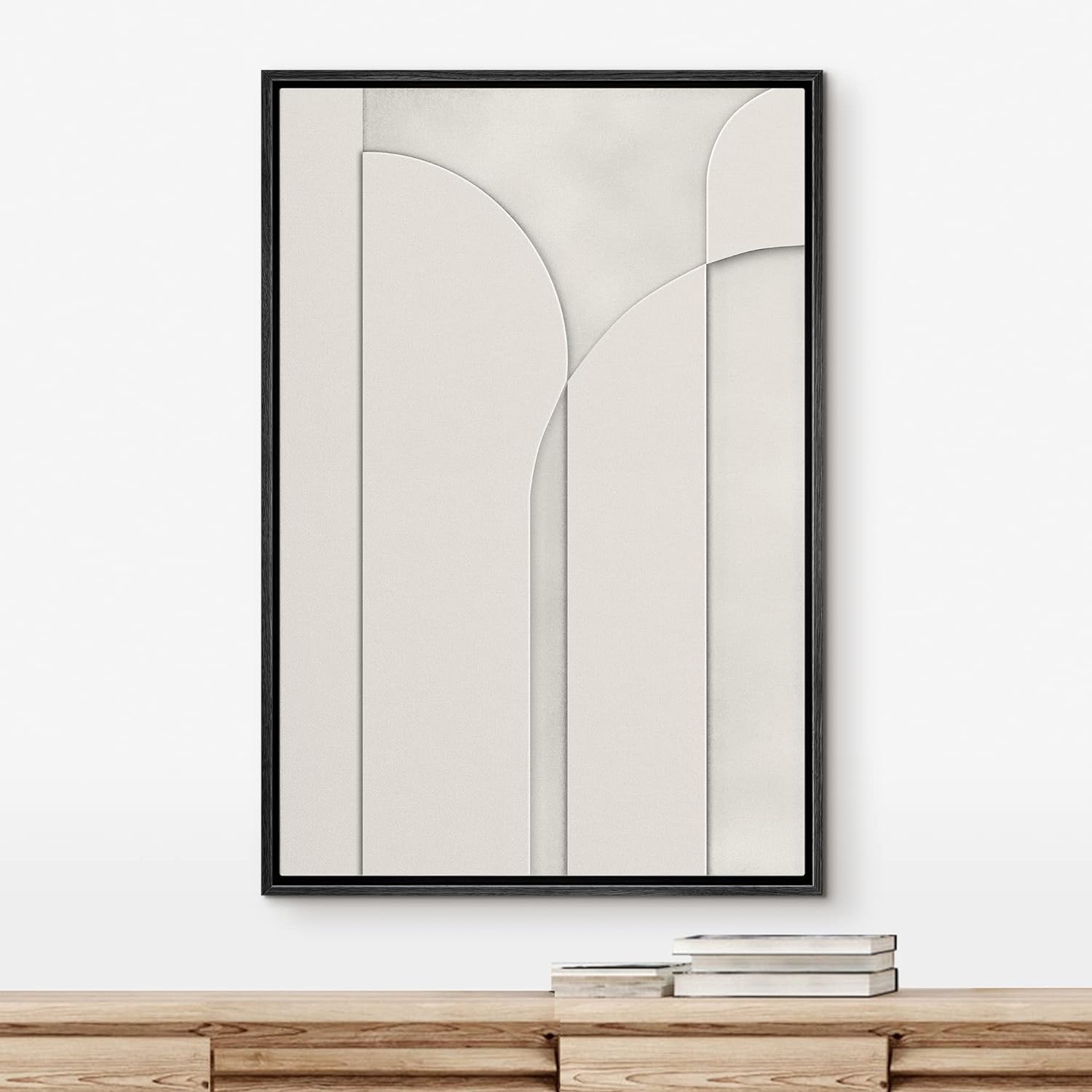 PixonSign Framed Wall Art White Polygon Geometry Mid-Century Landscape ...