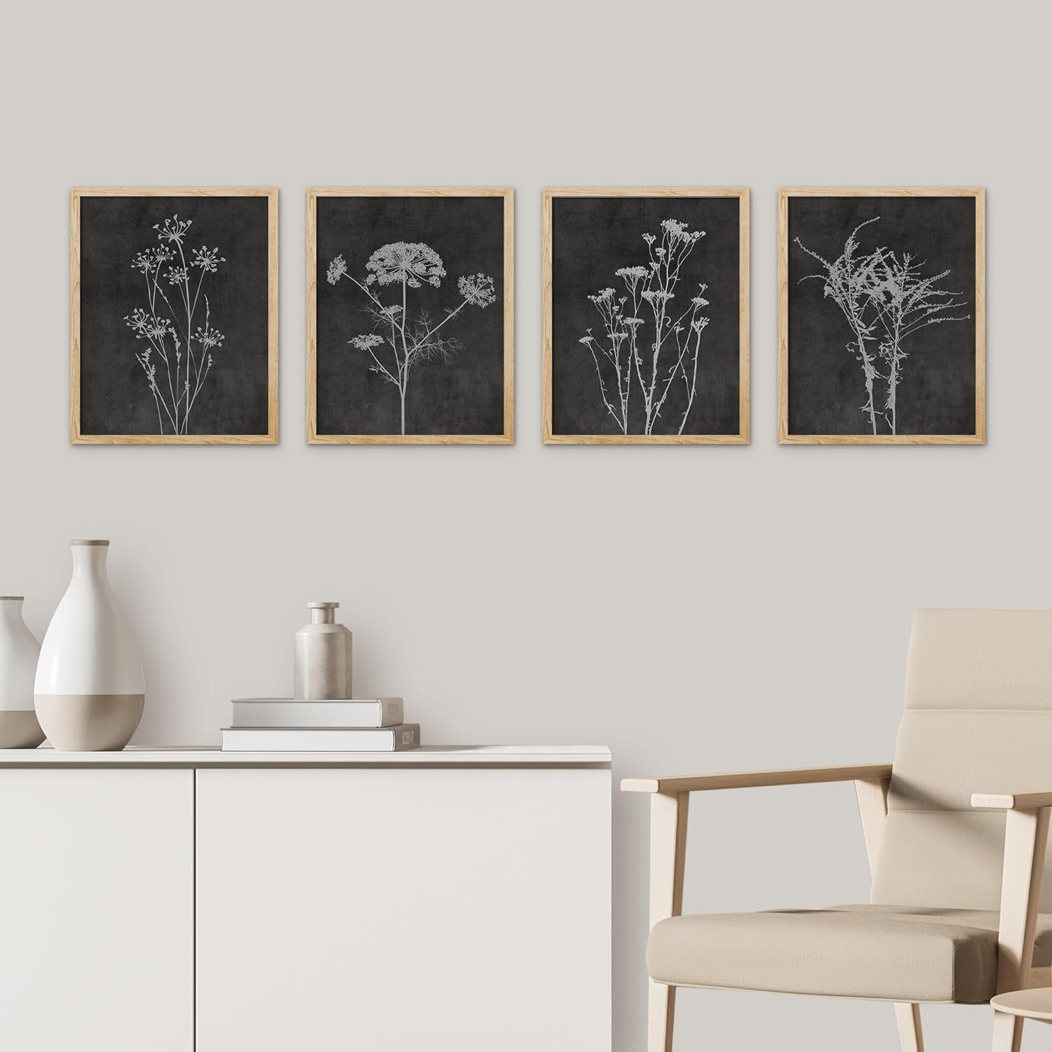 PixonSign Framed Wall Art, Wildflower Floral Botanical Canvas Posters ...