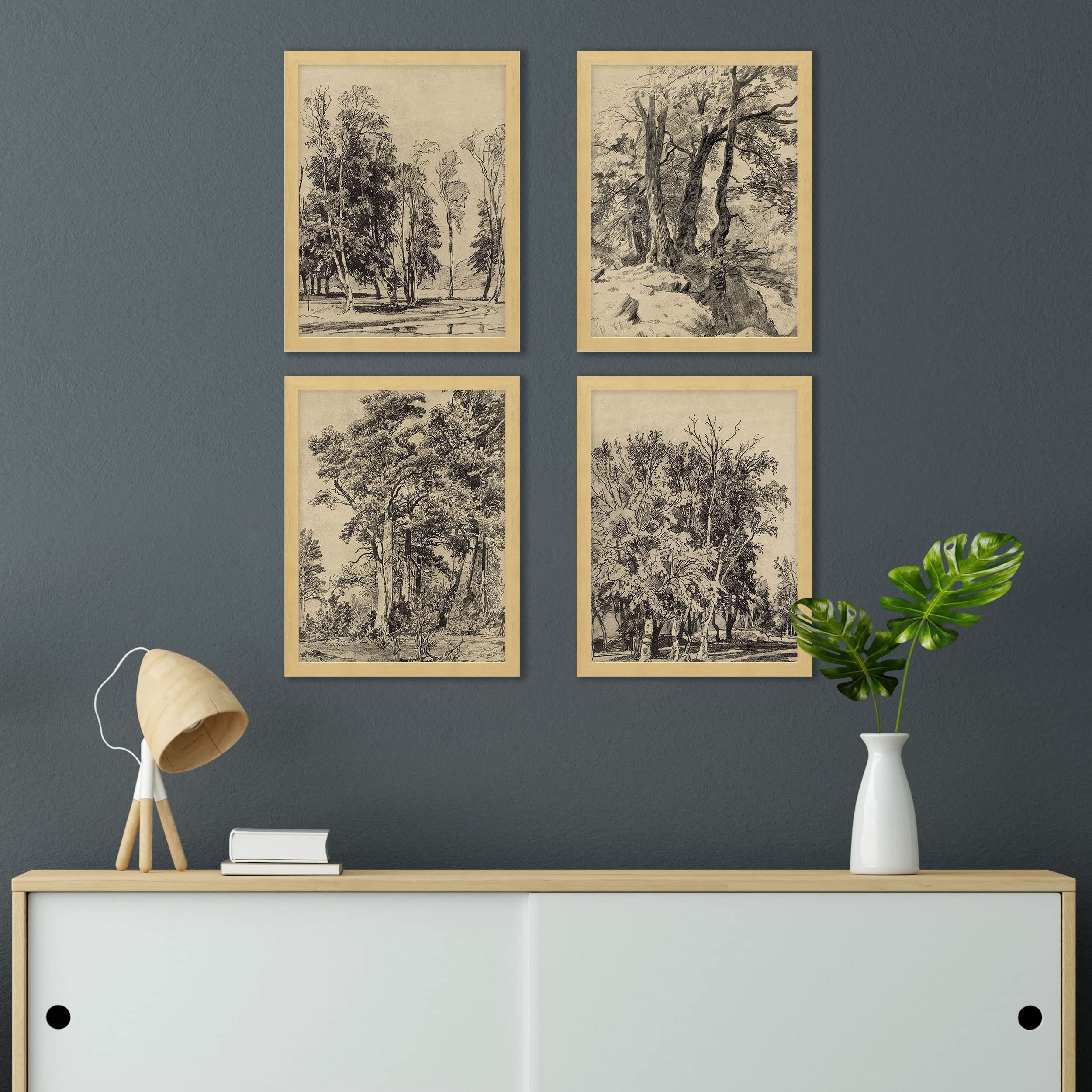 PixonSign Framed Wall Art Woodland Country Farmhouse Landscapes Posters ...