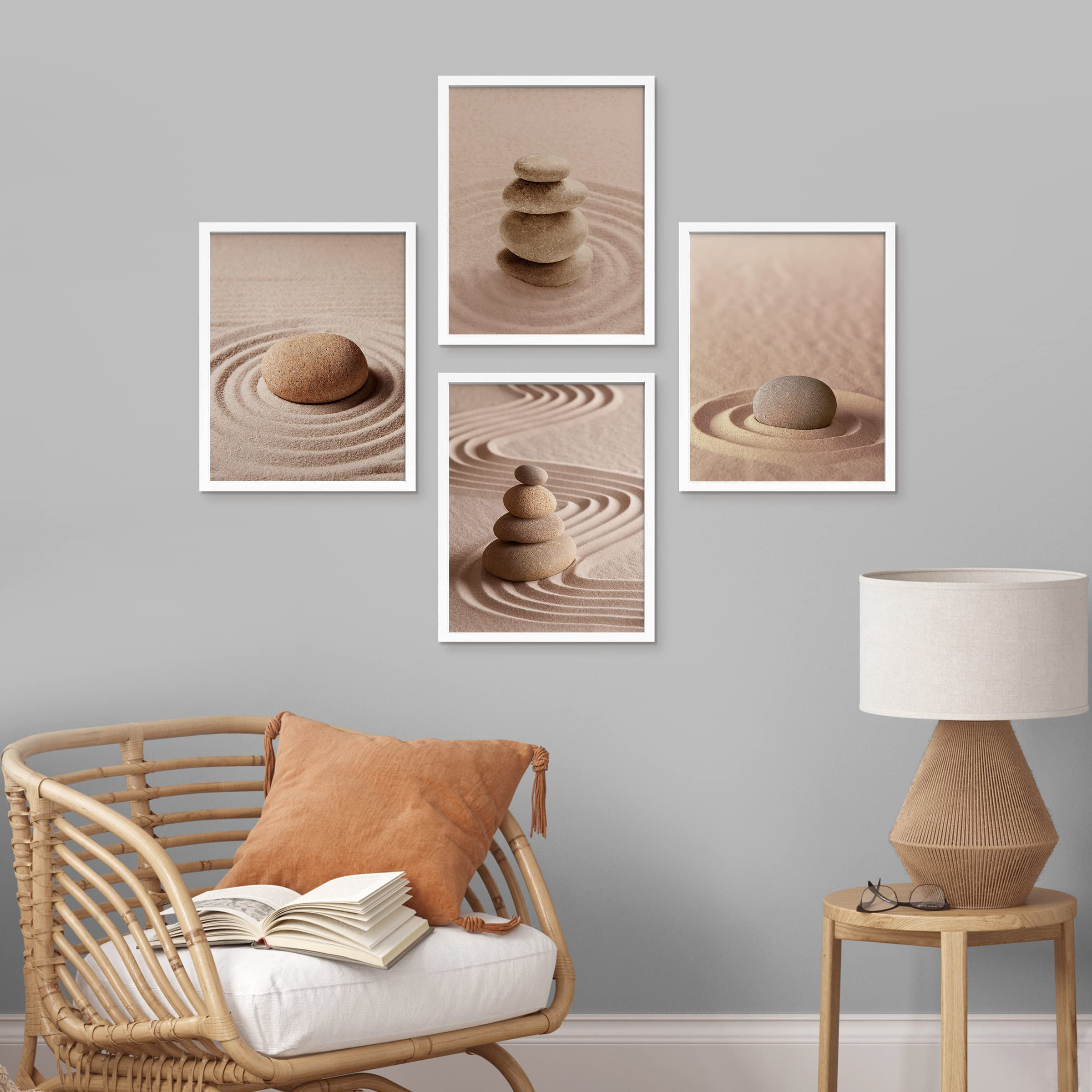 PixonSign Framed Wall Art Zen Garden Tan Massage Stone Meditation Spa ...