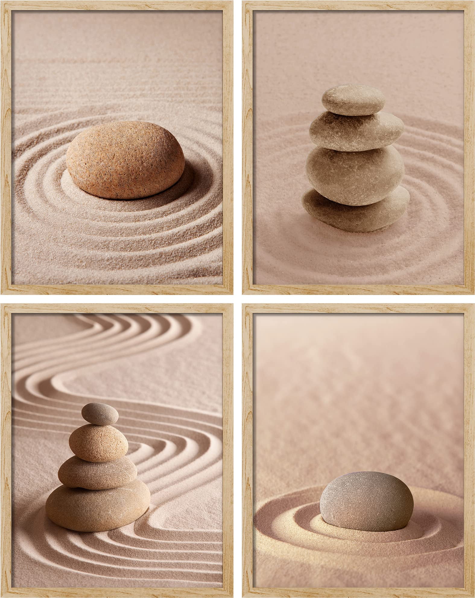 PixonSign Framed Wall Art Zen Garden Tan Massage Stone Meditation Spa ...