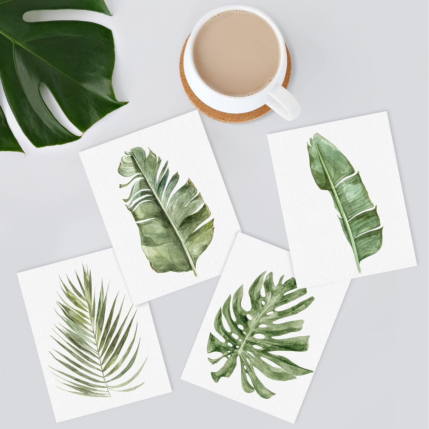 PixonSign Frameless Wall Art, Banana Palm Monstera Leaf Posters, Set of ...