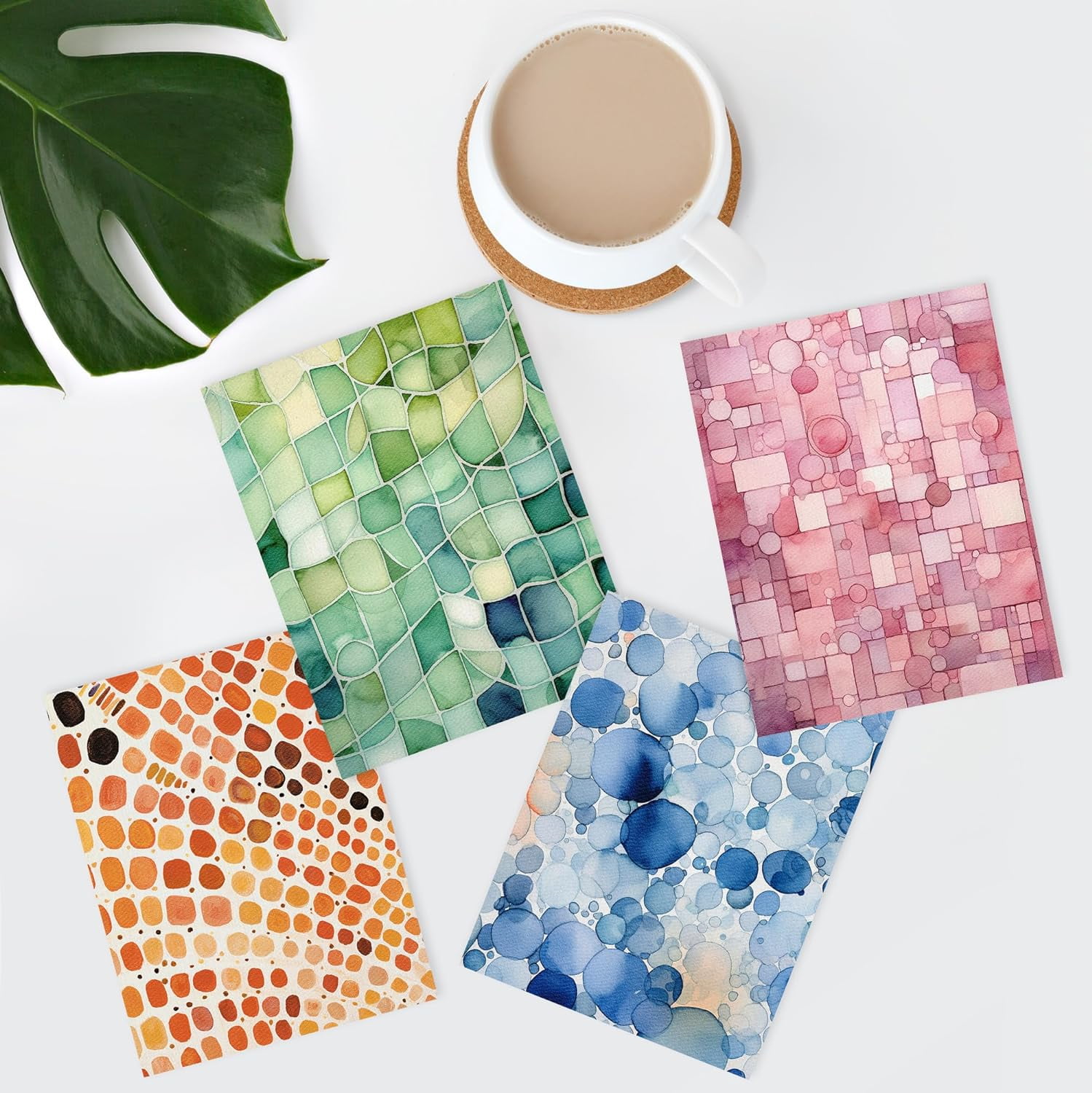 PixonSign Frameless Wall Art Colorful Geometric Watercolor Dots Posters ...