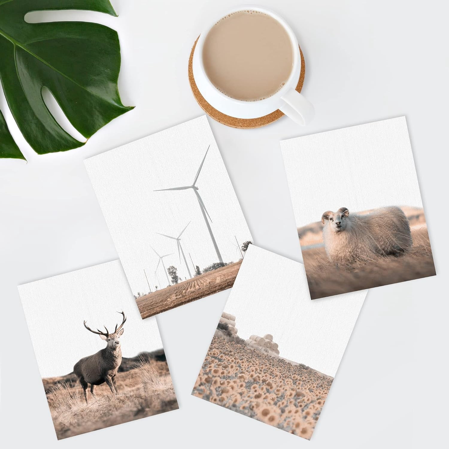 PixonSign Frameless Wall Art Country Deer & Antelope Prints, Set of 4 ...