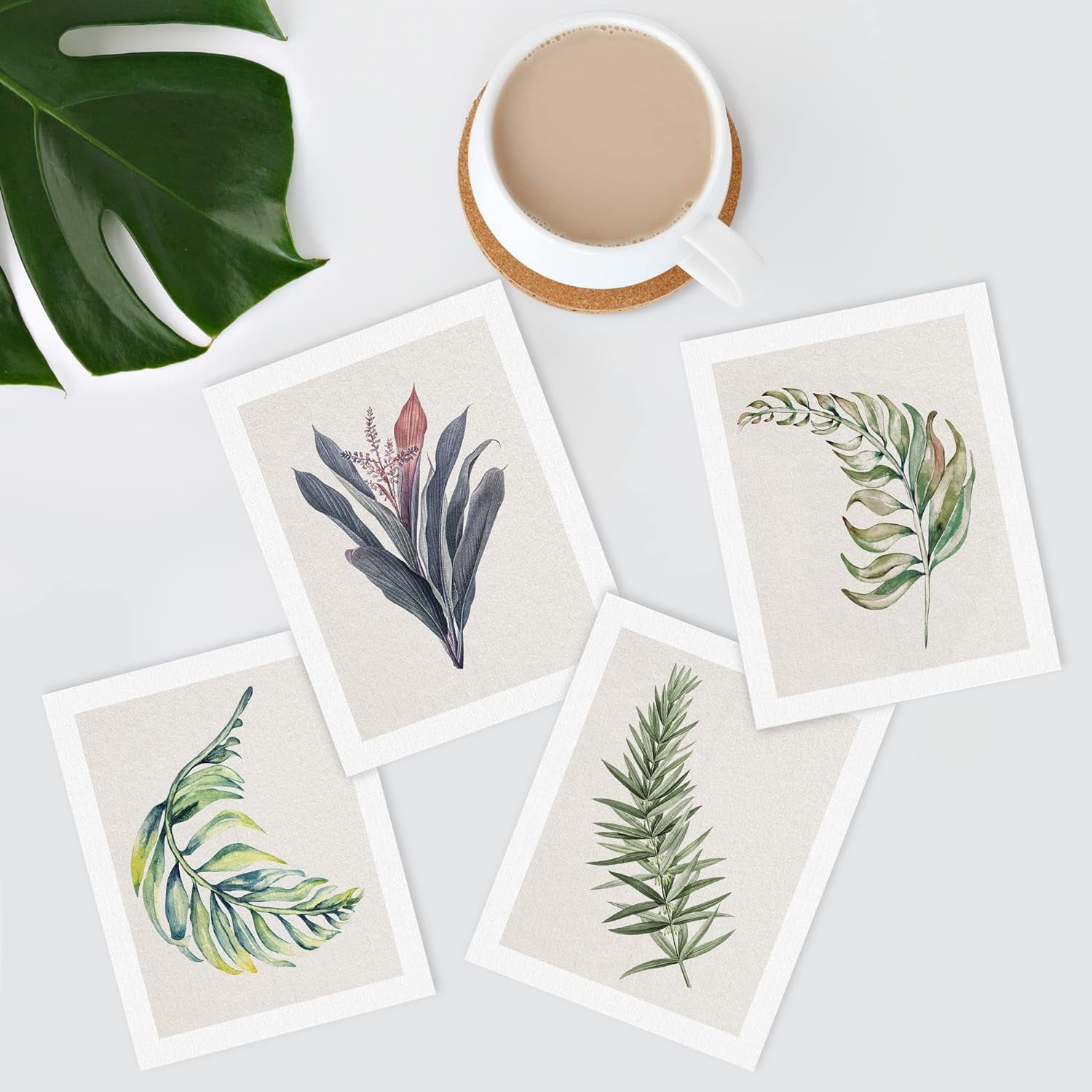 PixonSign Frameless Wall Art Green & Purple Forest Plants Prints, Set ...