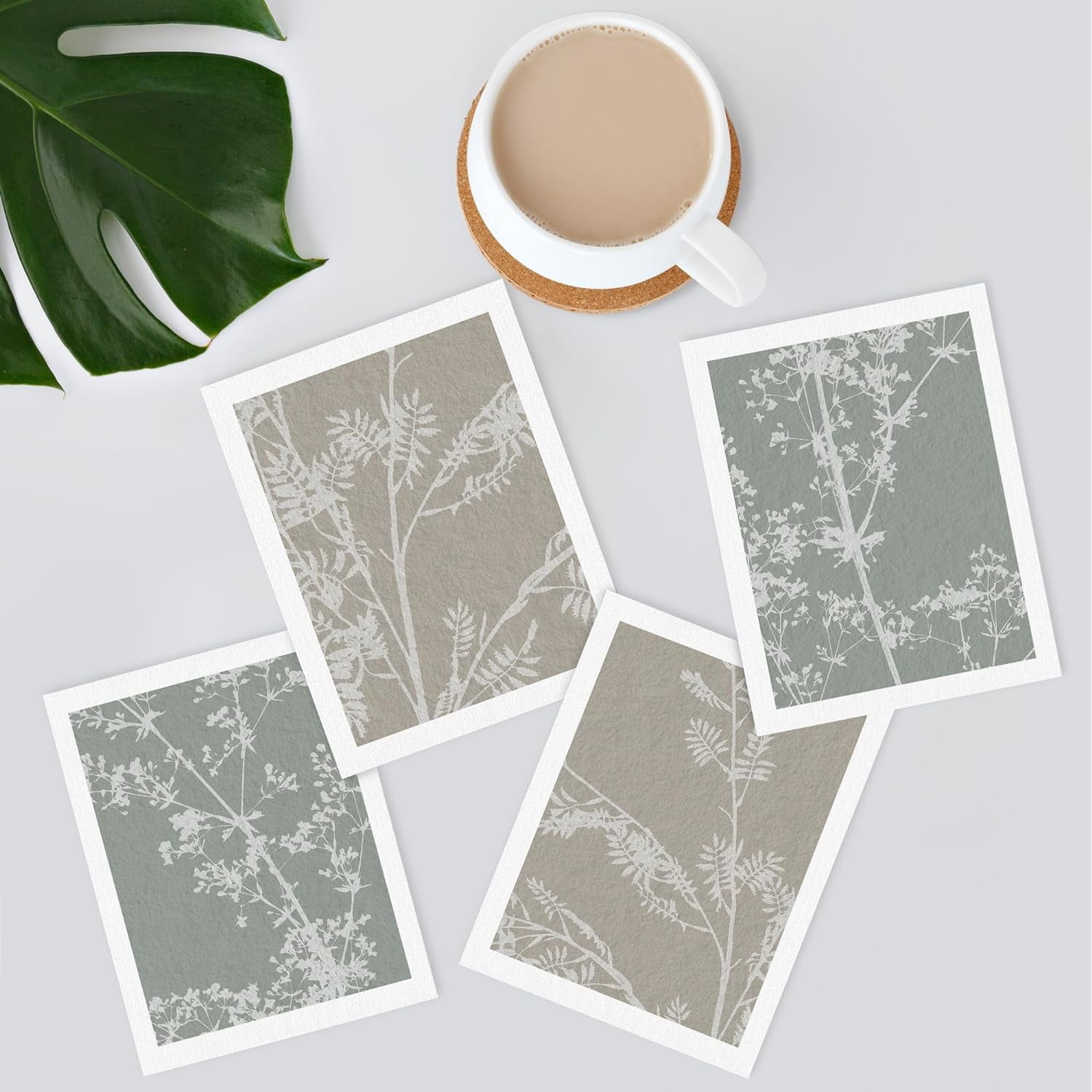 PixonSign Frameless Wall Art, Grunge Forest Flower Silhouettes Posters ...