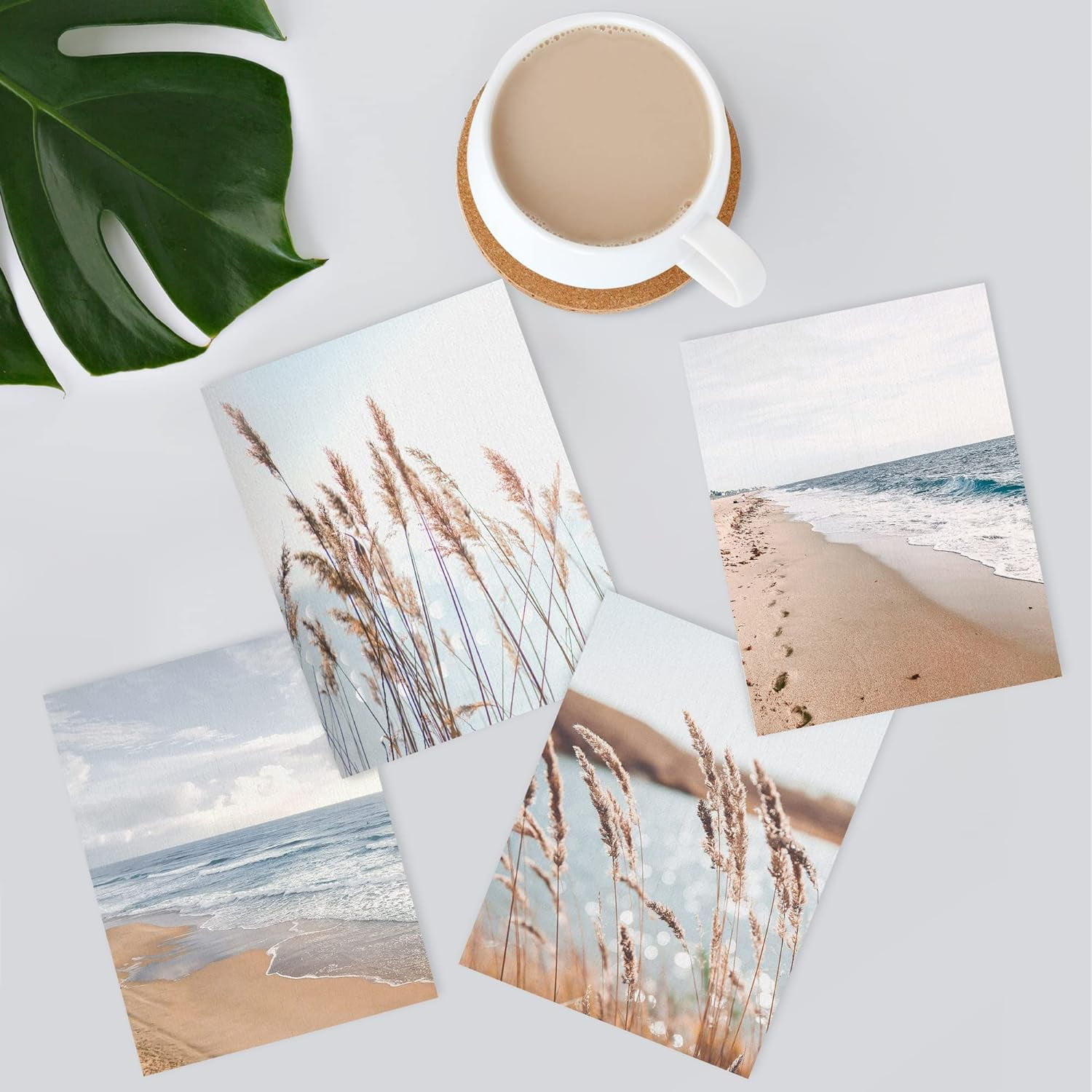 PixonSign Frameless Wall Art, Ocean Sea Wave Horizon Posters, Set of 4 ...