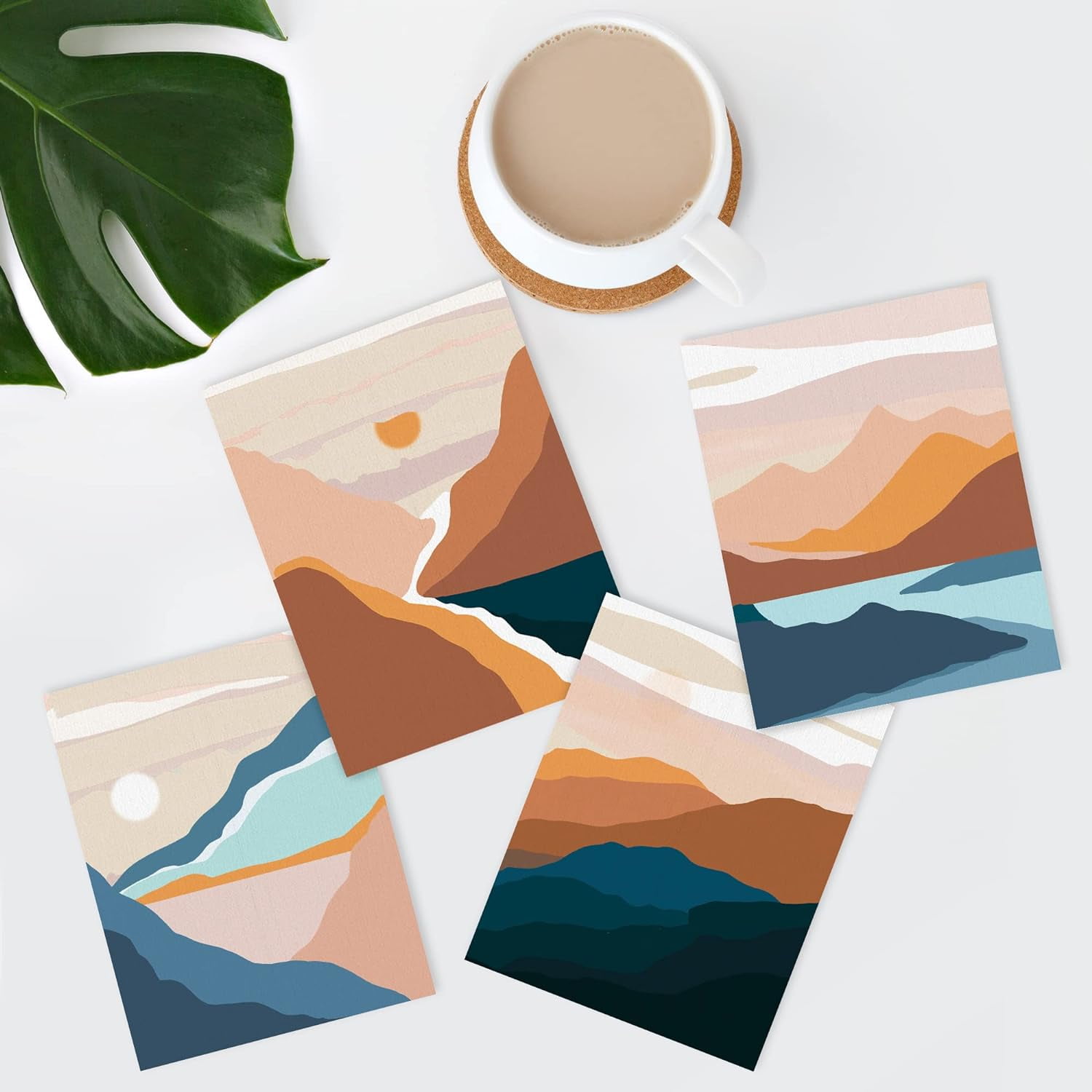 PixonSign Frameless Wall Art Orange & Blue Mountain Landscapes Prints ...