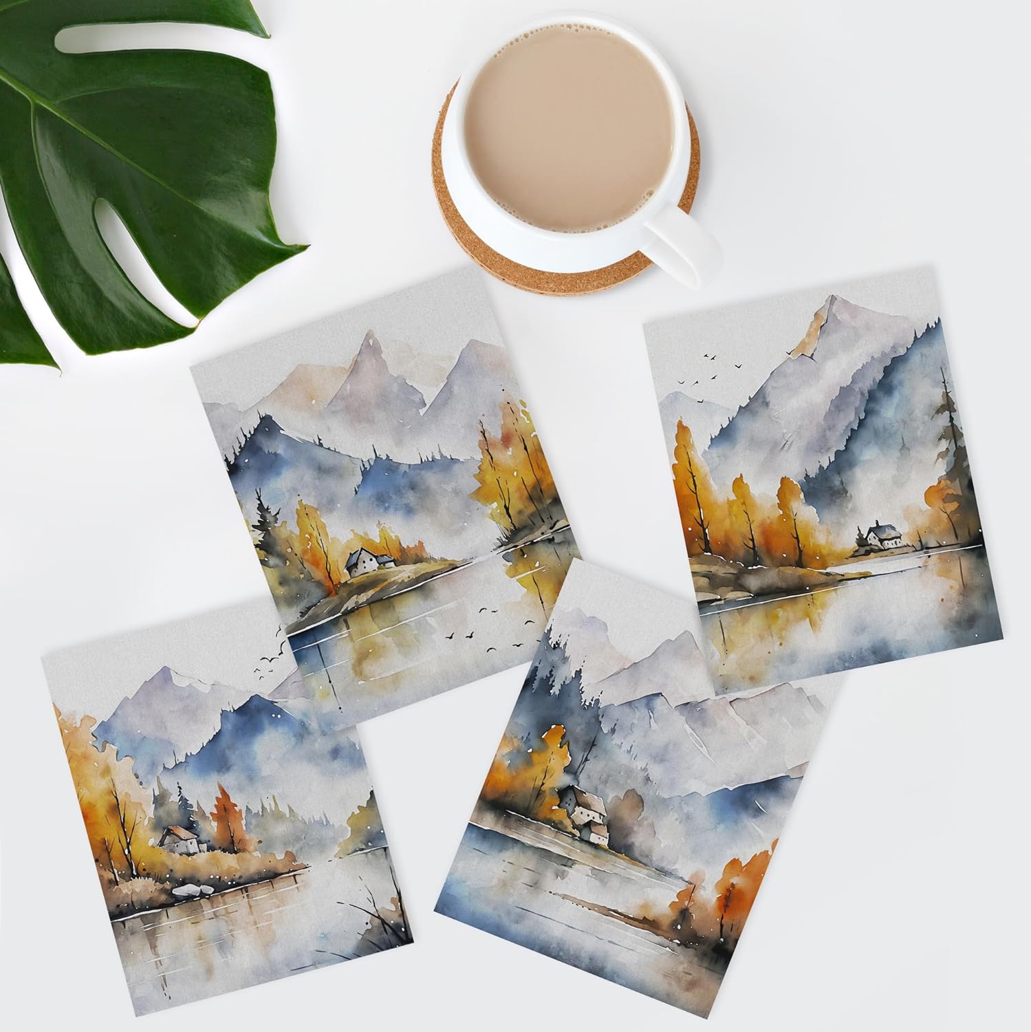 PixonSign Frameless Wall Art Pastel Mountain with Golden Forest Prints ...
