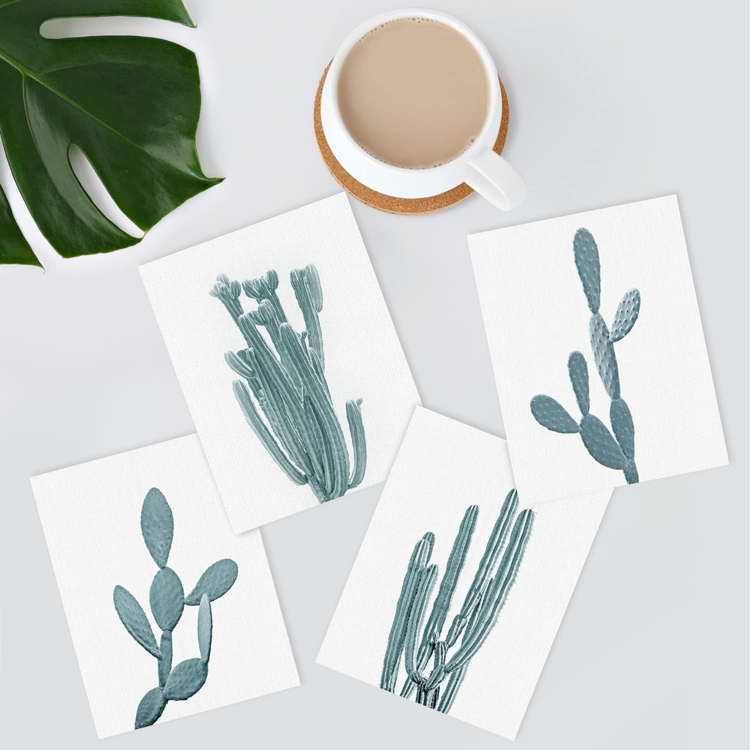 PixonSign Frameless Wall Art Pastel Teal Southwest Desert Cactus Print ...
