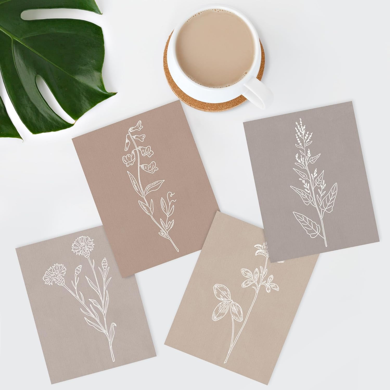 PixonSign Frameless Wall Art, Pastel Watercolor Floral Posters, Set of ...