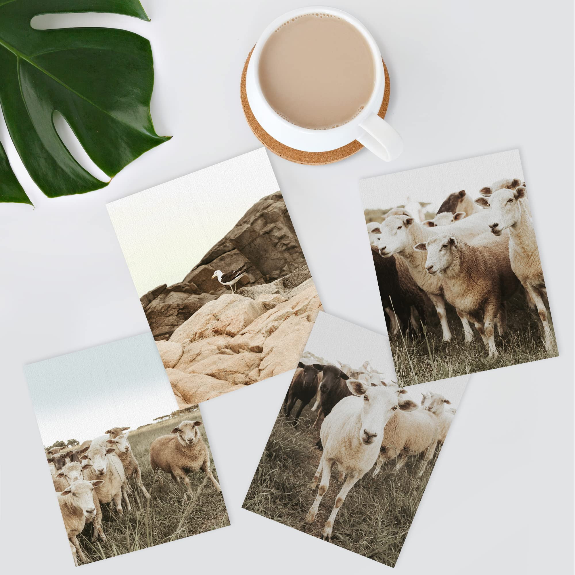 PixonSign Frameless Wall Art Pastoral Sheep Lamb Prints, Set of 4 ...