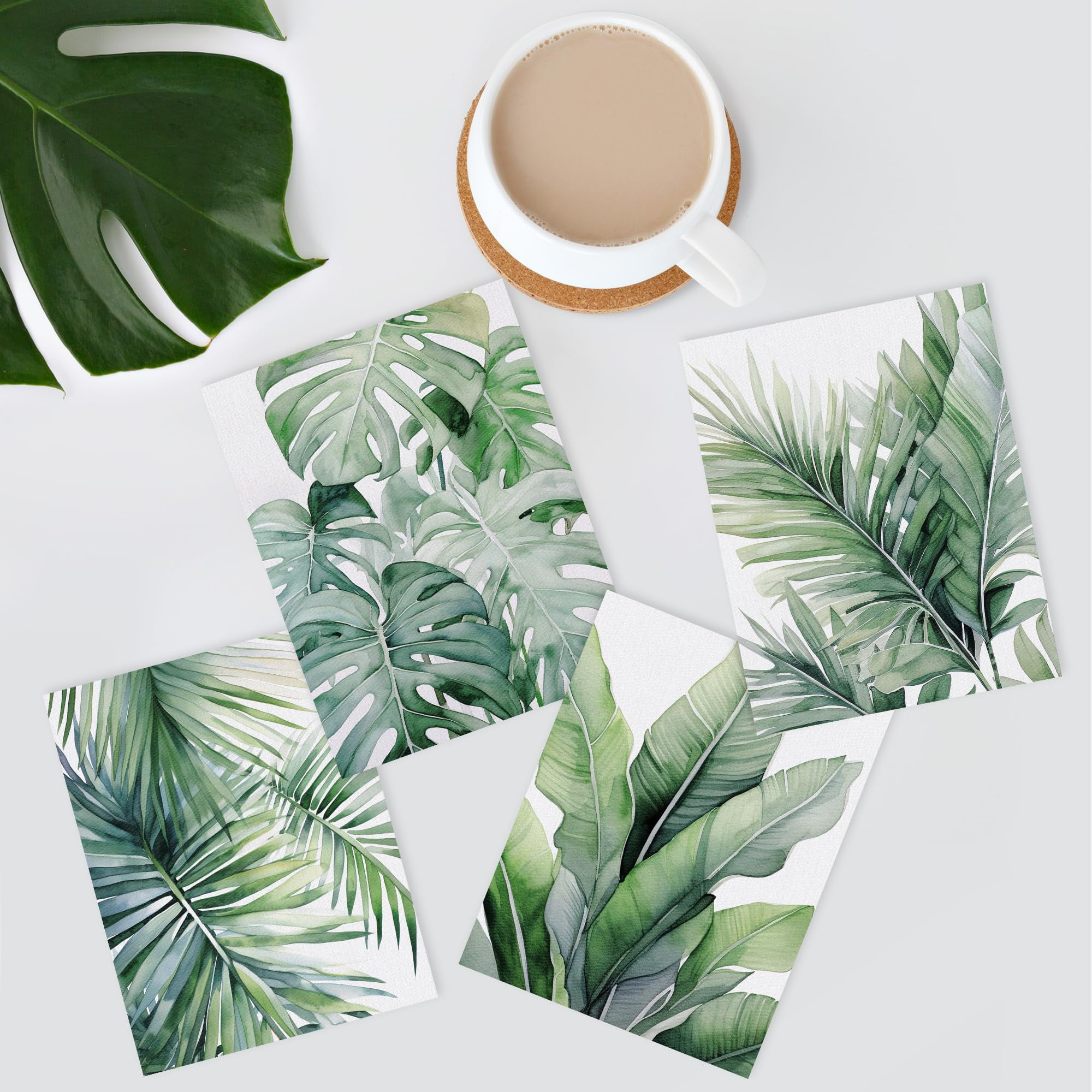 PixonSign Frameless Wall Art Tropical Jungle Plants Green Leaves Prints ...