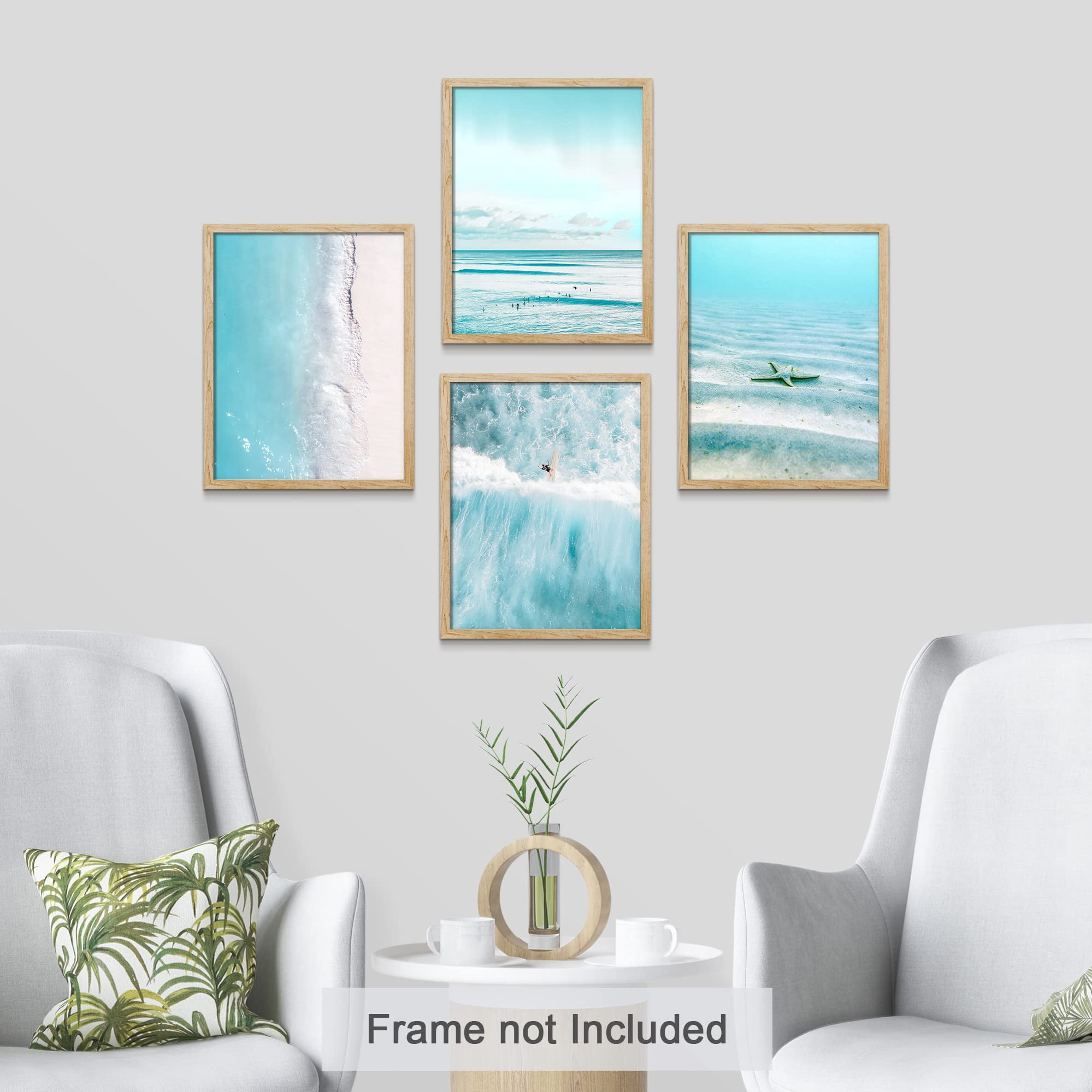 PixonSign Frameless Wall Art Vibrant Blue Tropical Island Ocean Prints ...