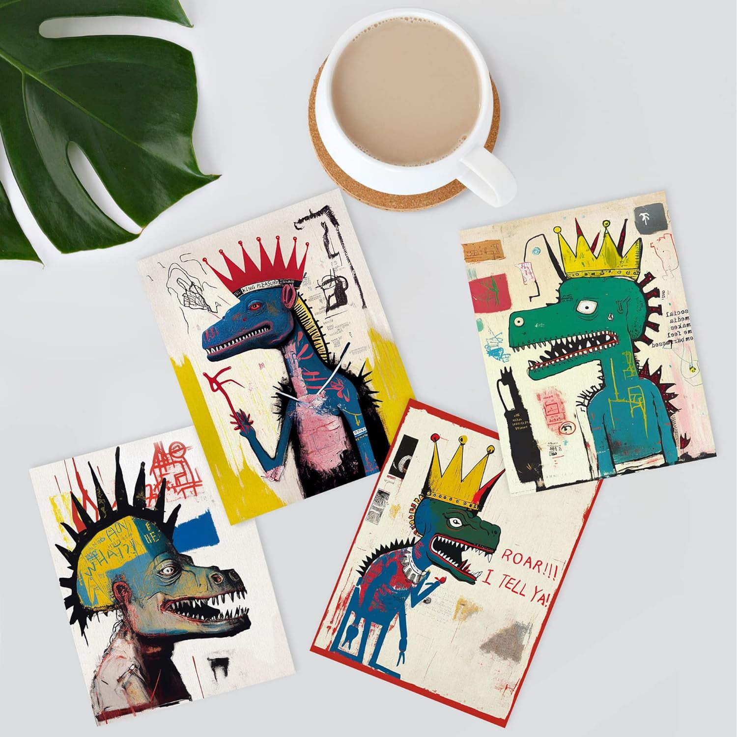 PixonSign Frameless Wall Art, Vintage Retro Antique Basquiat Dinosaur ...