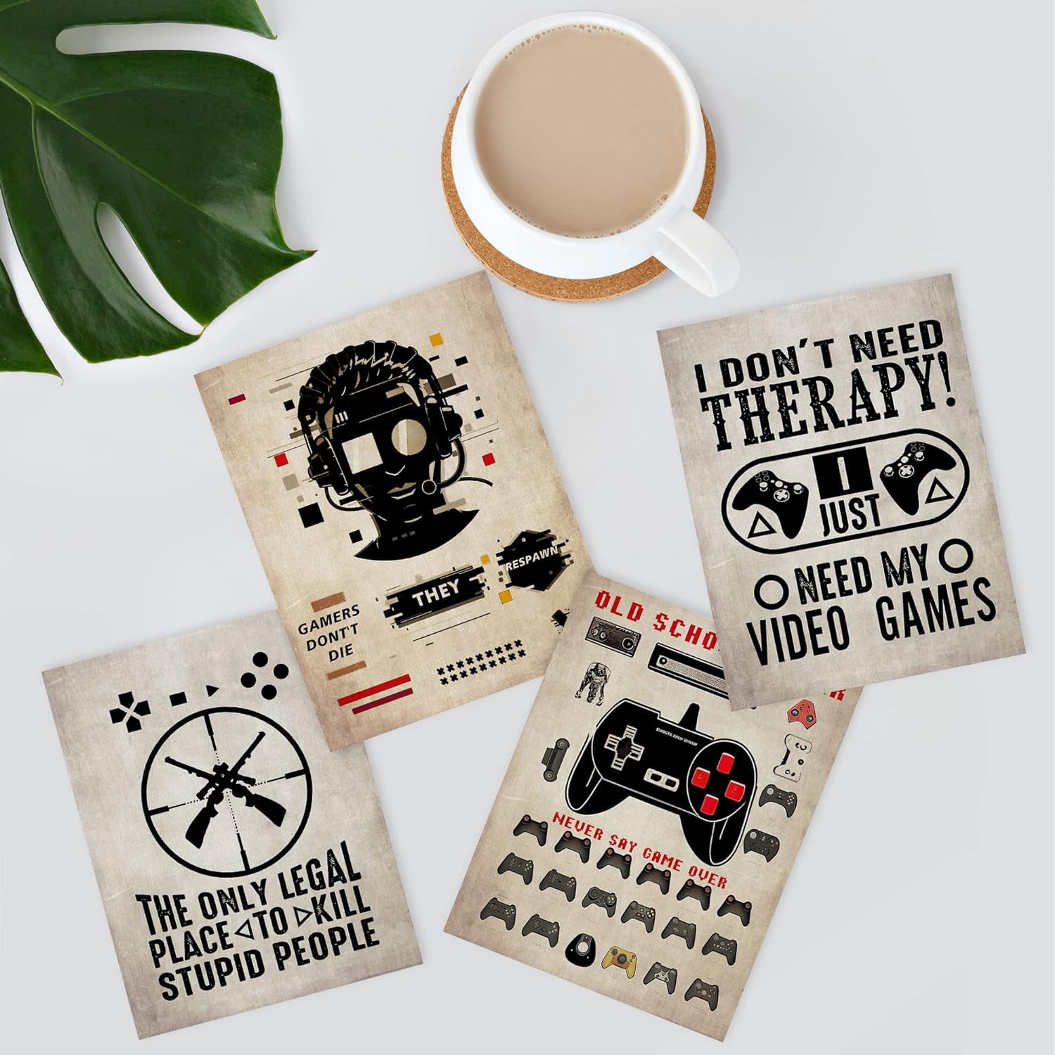 PixonSign Frameless Wall Art, Vintage Video Controller Game Poster, Set ...