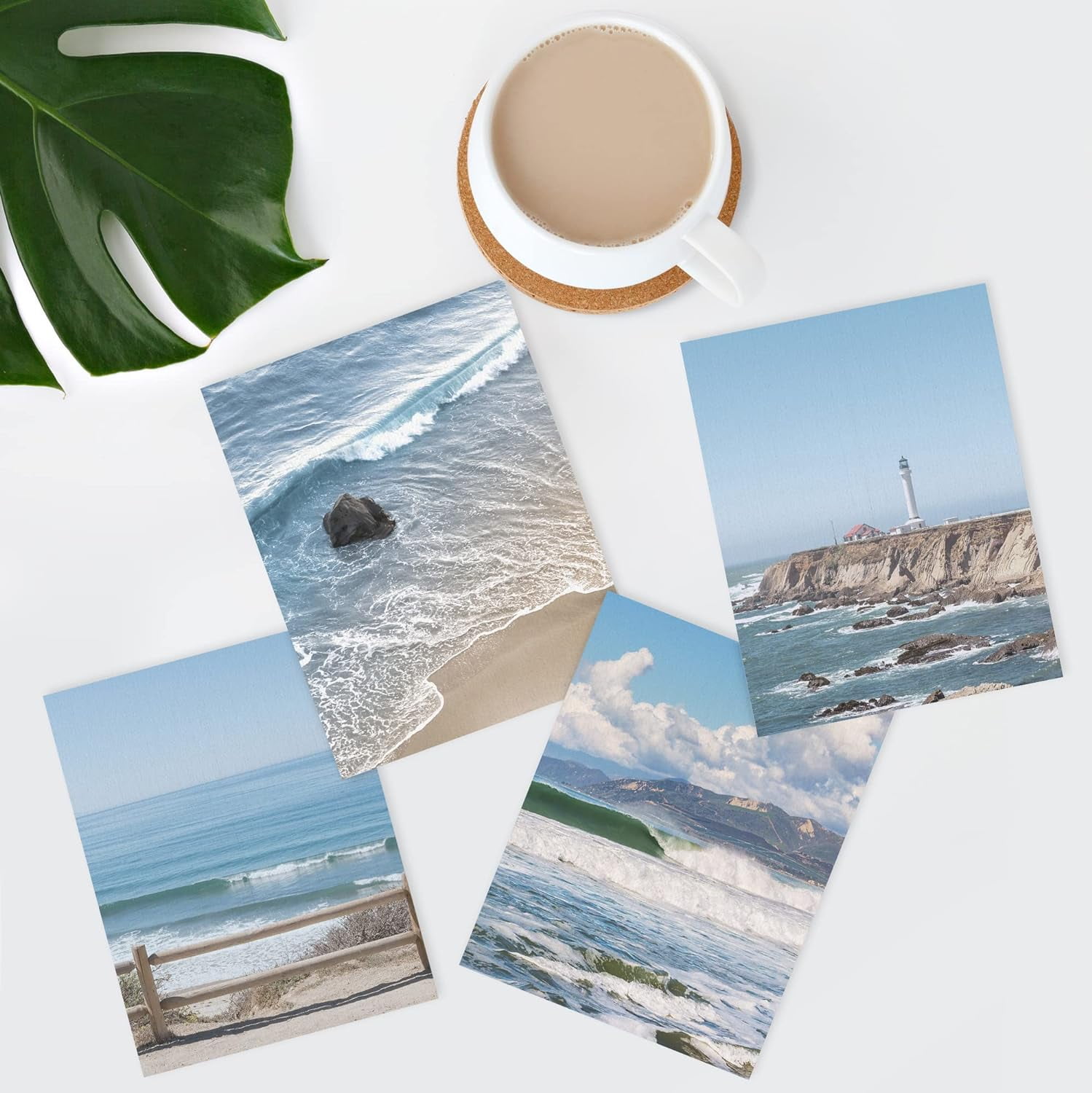 PixonSign Frameless Wall Art, White Aerial View Blue Ocean Wave Beach ...