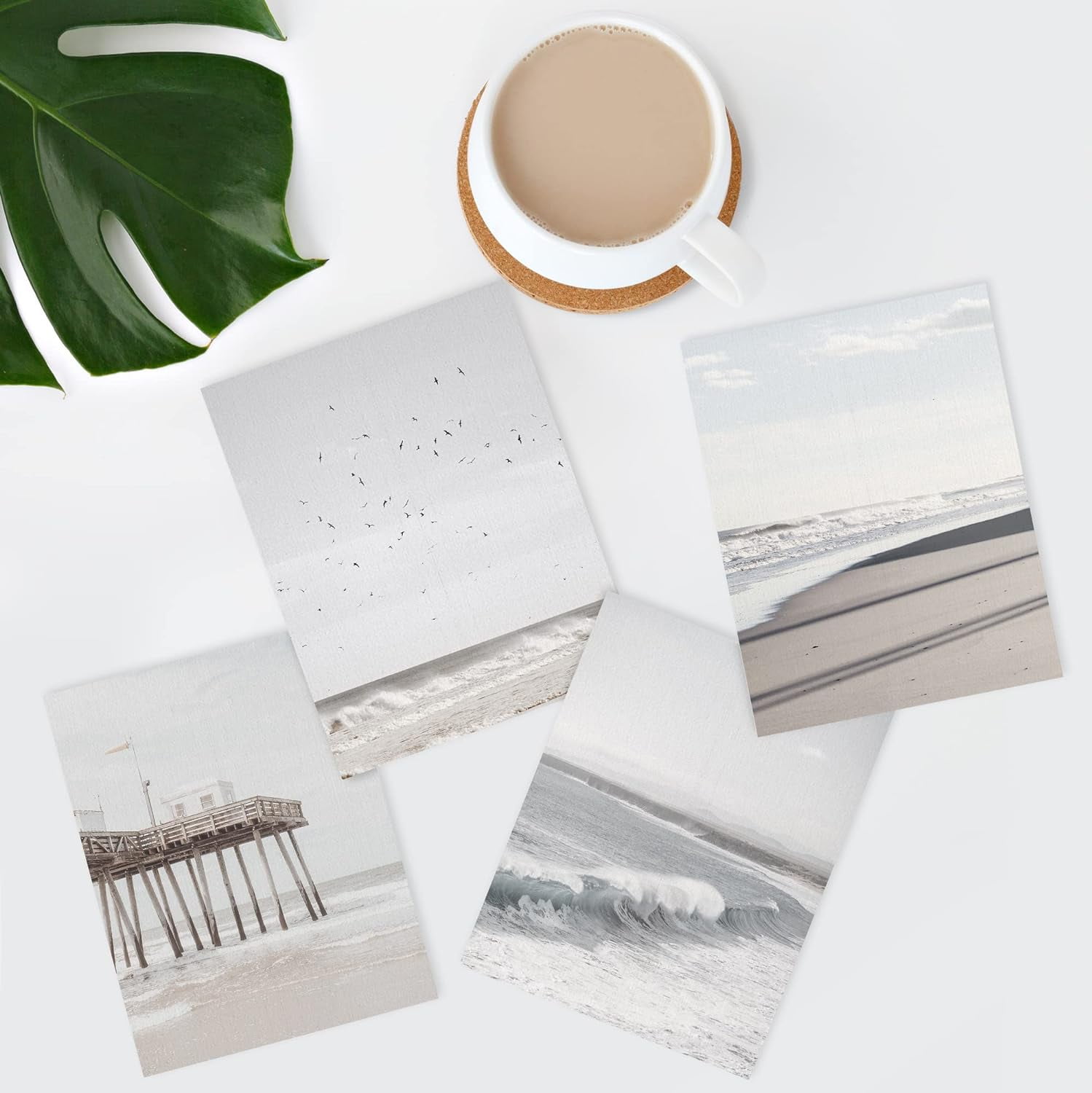 PixonSign Frameless Wall Art, White Minimalist California Ocean Beach ...