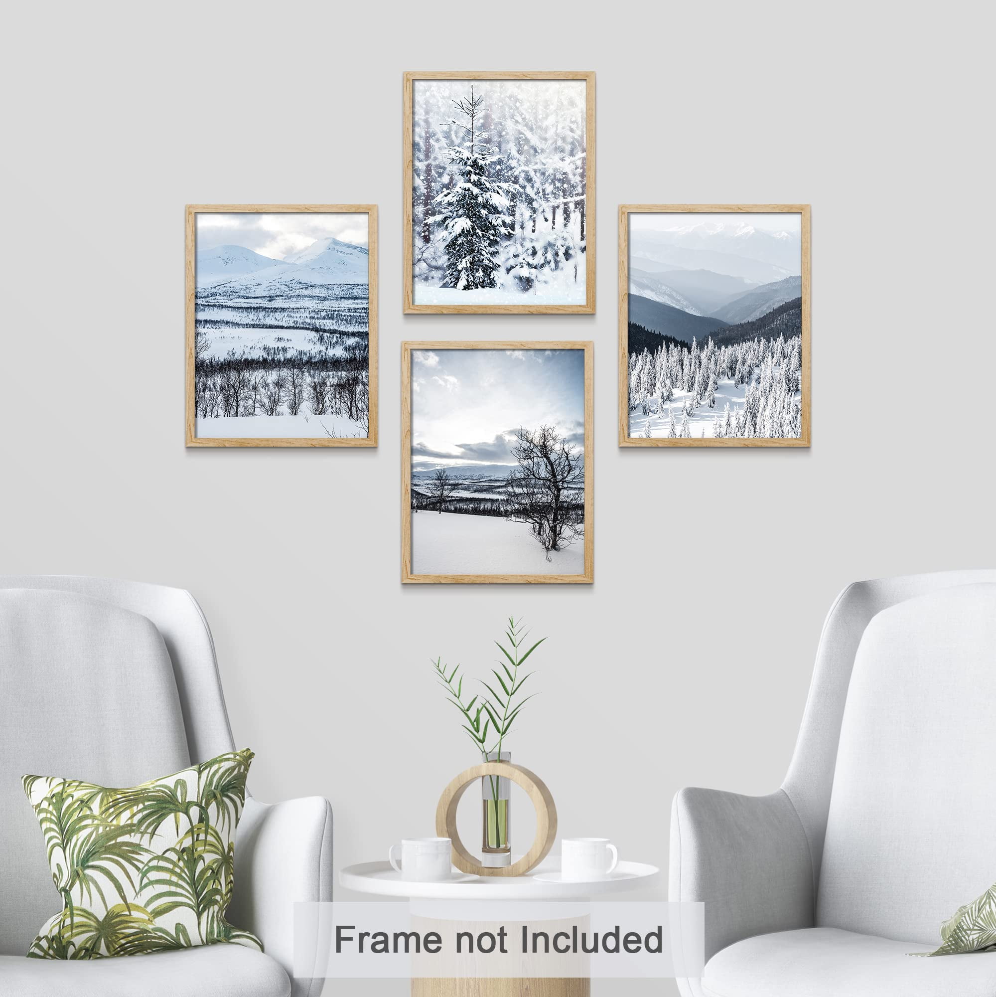 PixonSign Frameless Wall Art Winter Snow Frost Mountain Tree Landscape ...