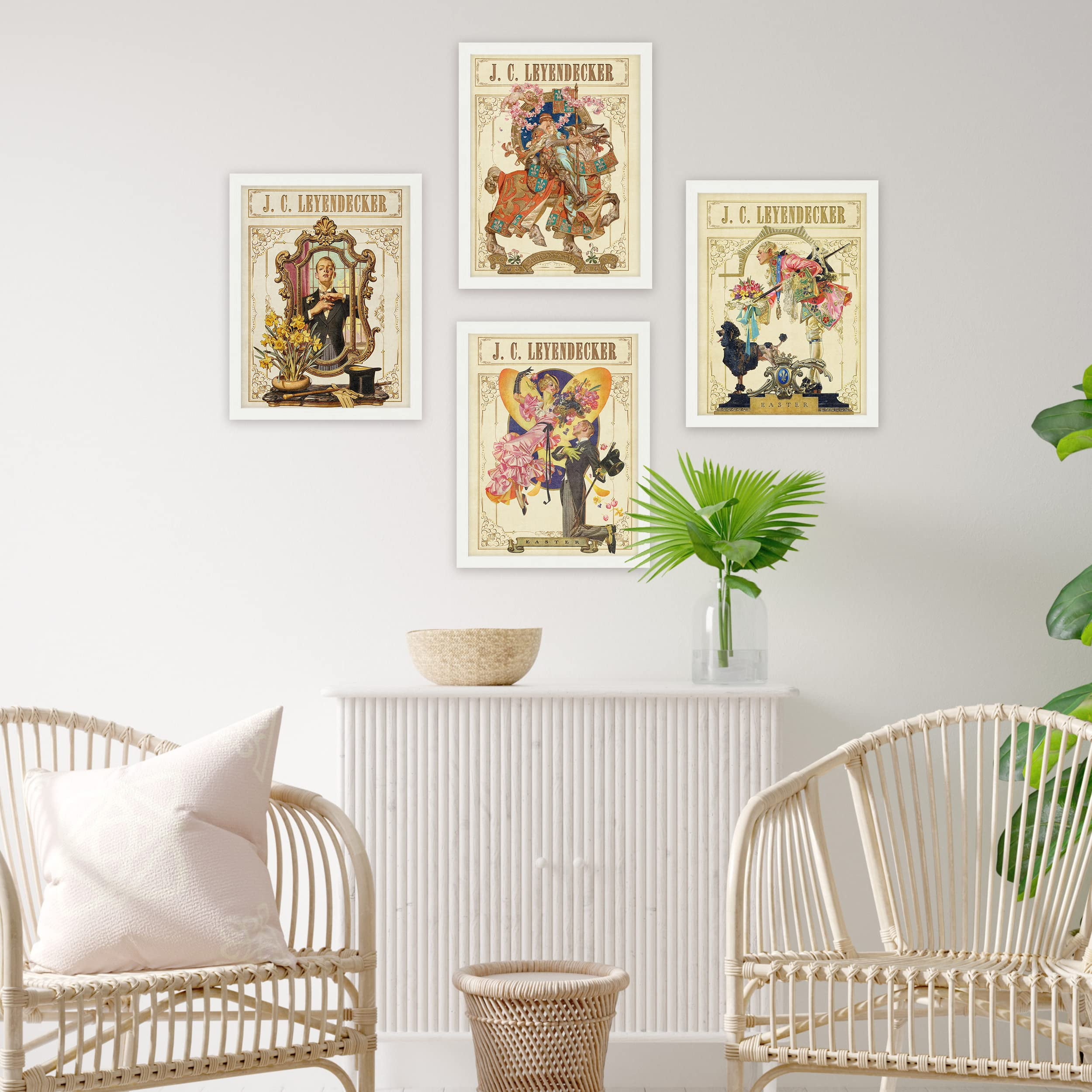 PixonSign Set of 4 1920s Vintage Canvas Posters, Framed Wall Art ...