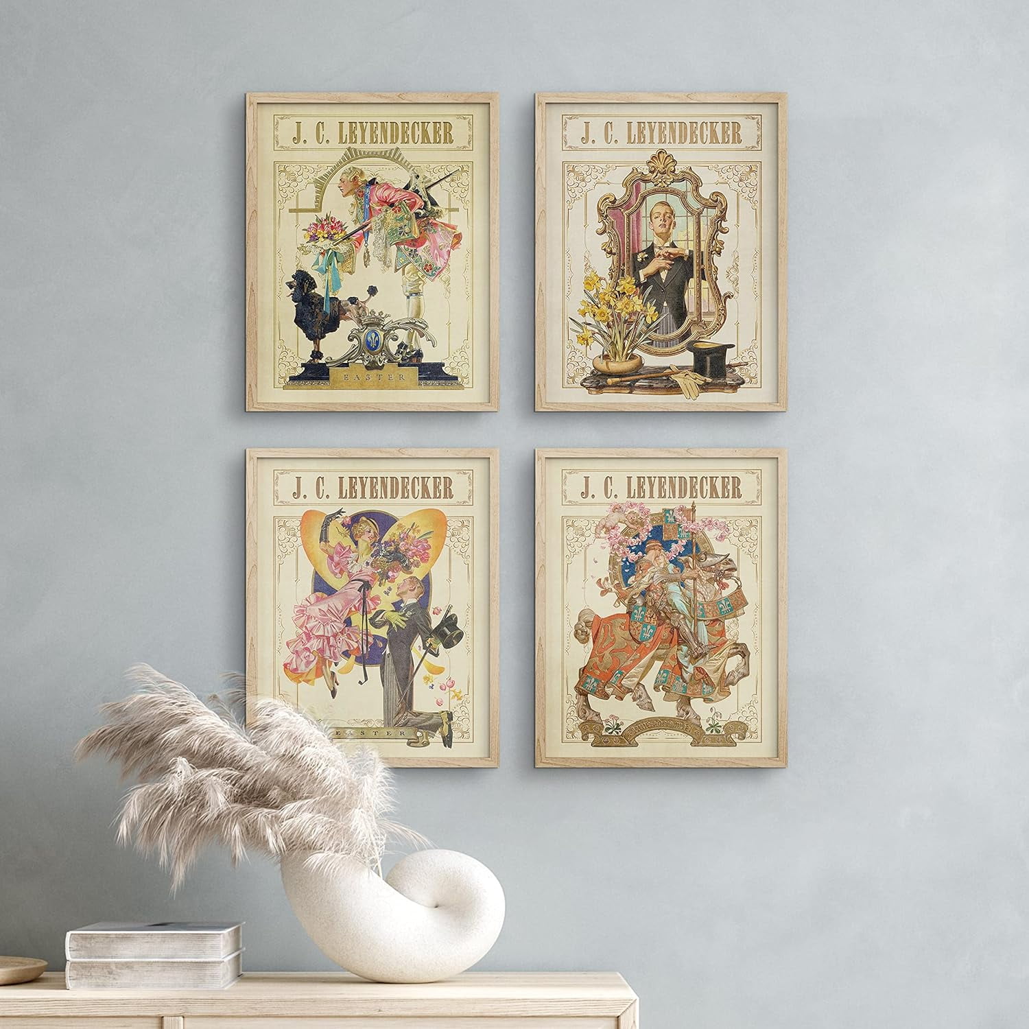 PixonSign Set of 4 1920s Vintage Canvas Posters, Framed Wall Art ...