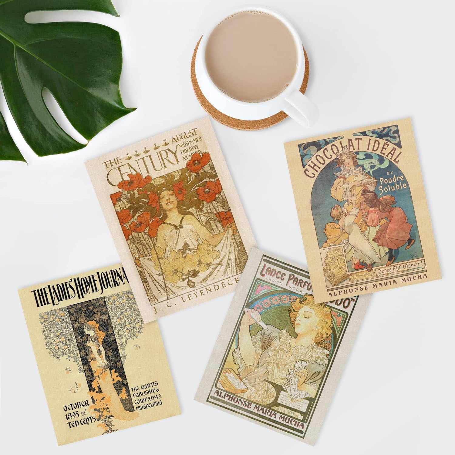 PixonSign Set of 4 Vintage Adhesive Canvas Posters, Frameless Wall Art ...