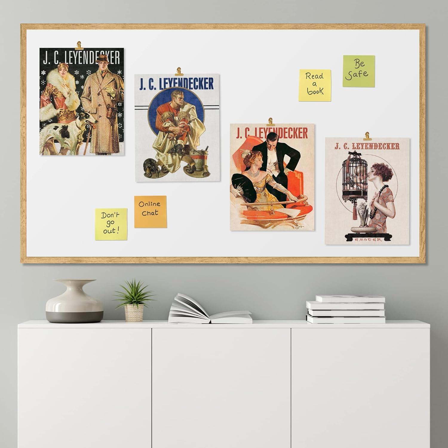 PixonSign Set of 4 Vintage Adhesive Canvas Posters, Frameless Wall Art ...