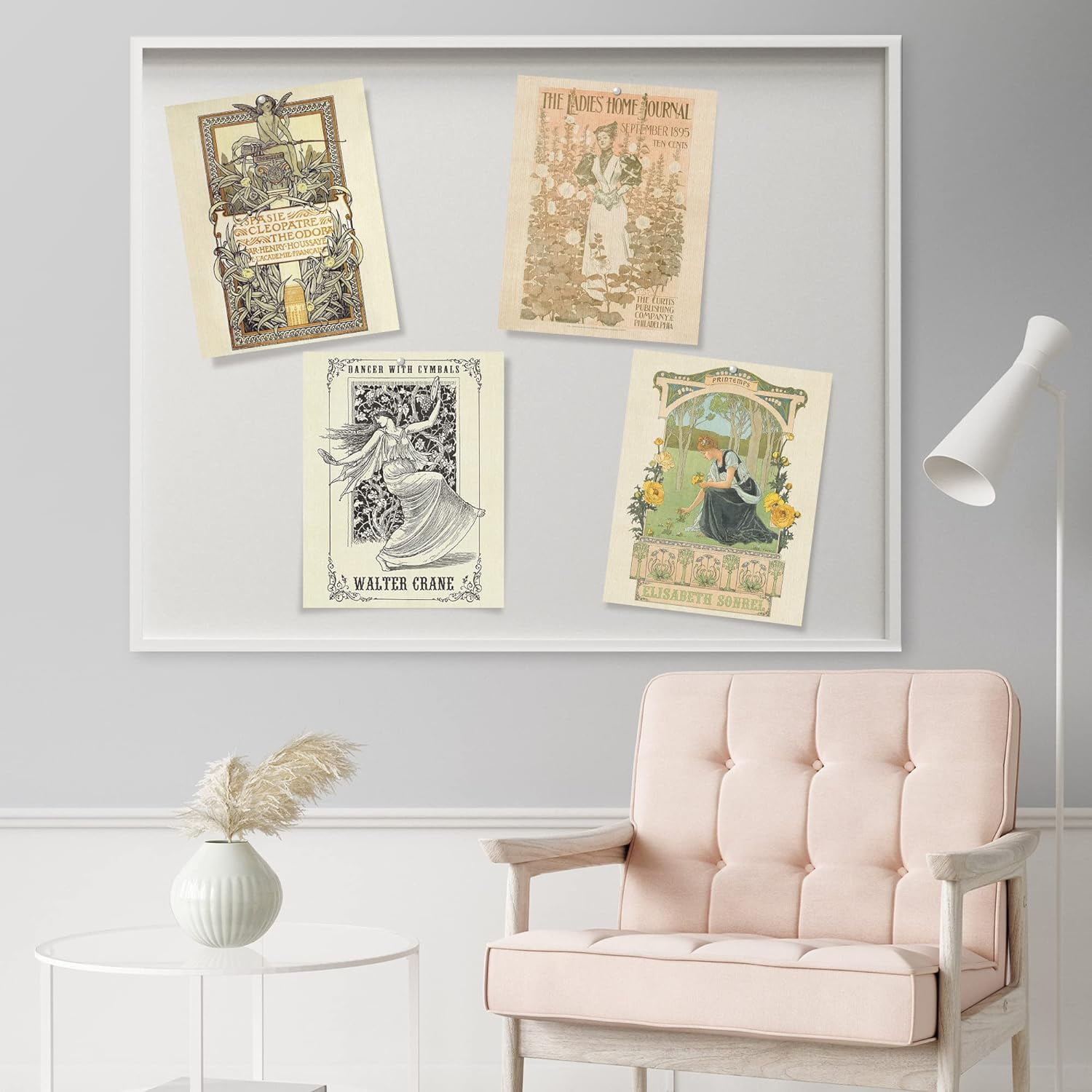 PixonSign Set of 4 Vintage Adhesive Canvas Posters, Retro Wall Art ...