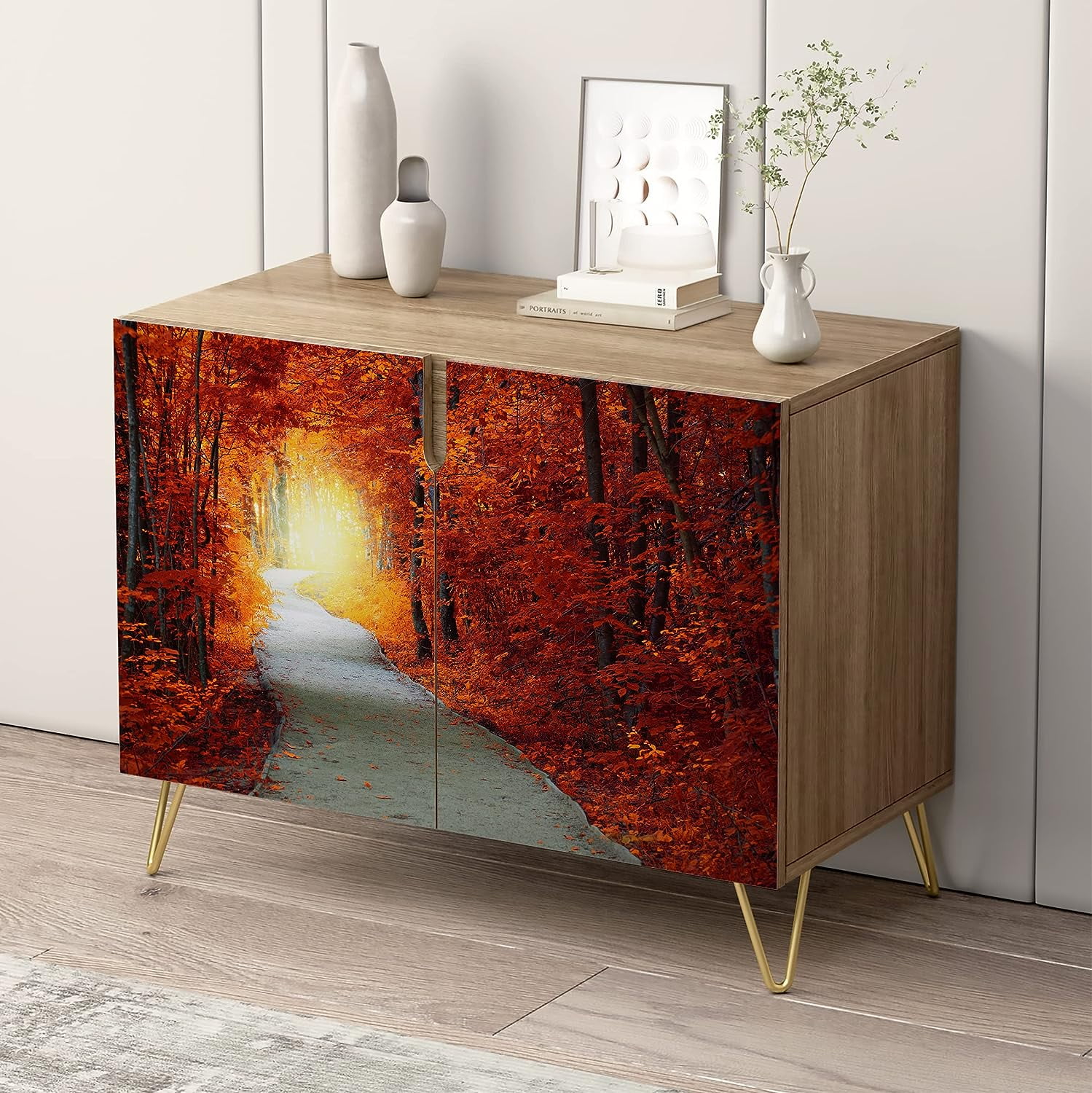 PixonSign Sideboard and Buffet Cabinet, 2 Doors Wood Storage Cabinet ...