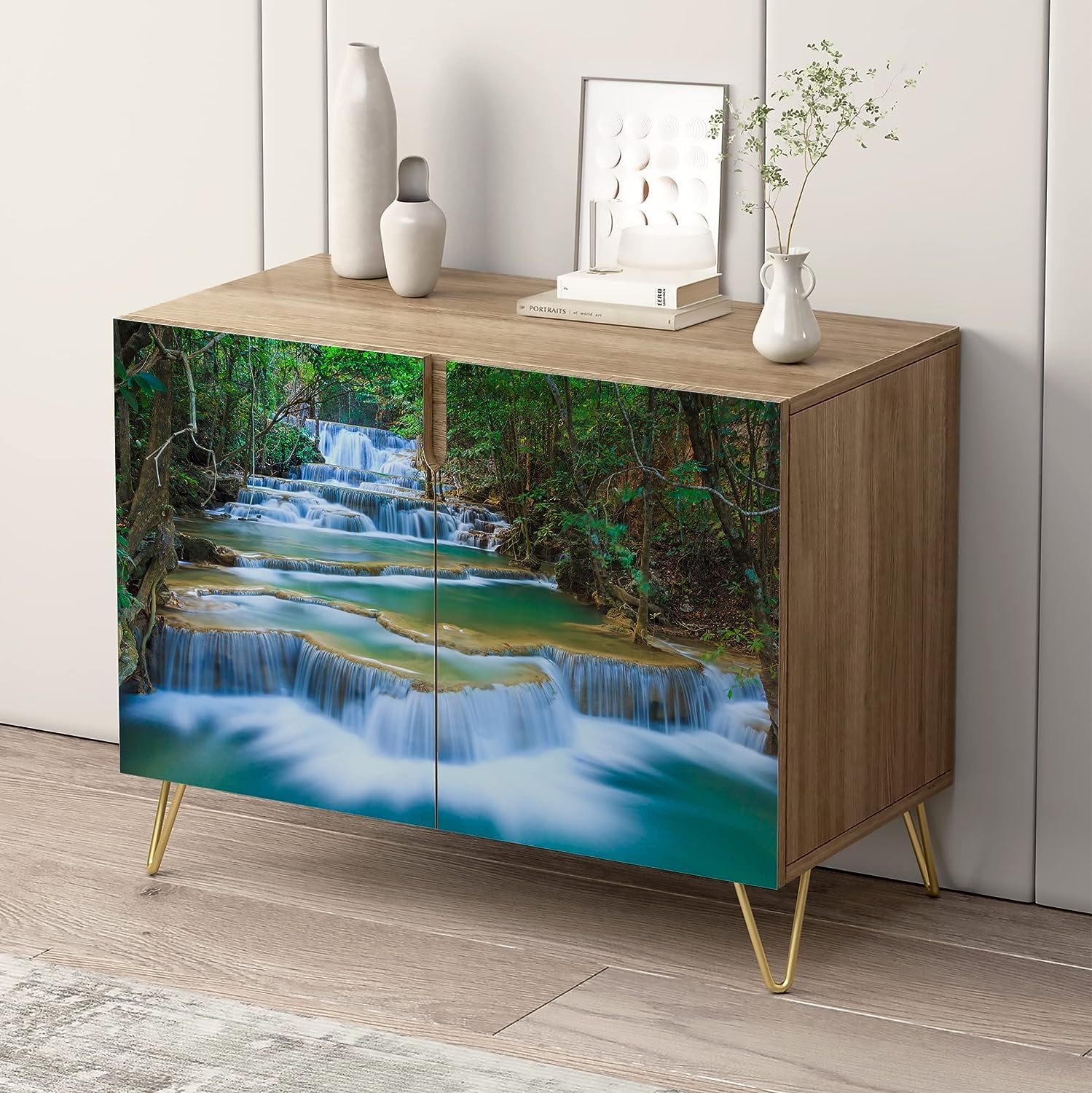 PixonSign Sideboard and Buffet Cabinet, 2 Doors Wood Storage Cabinet ...
