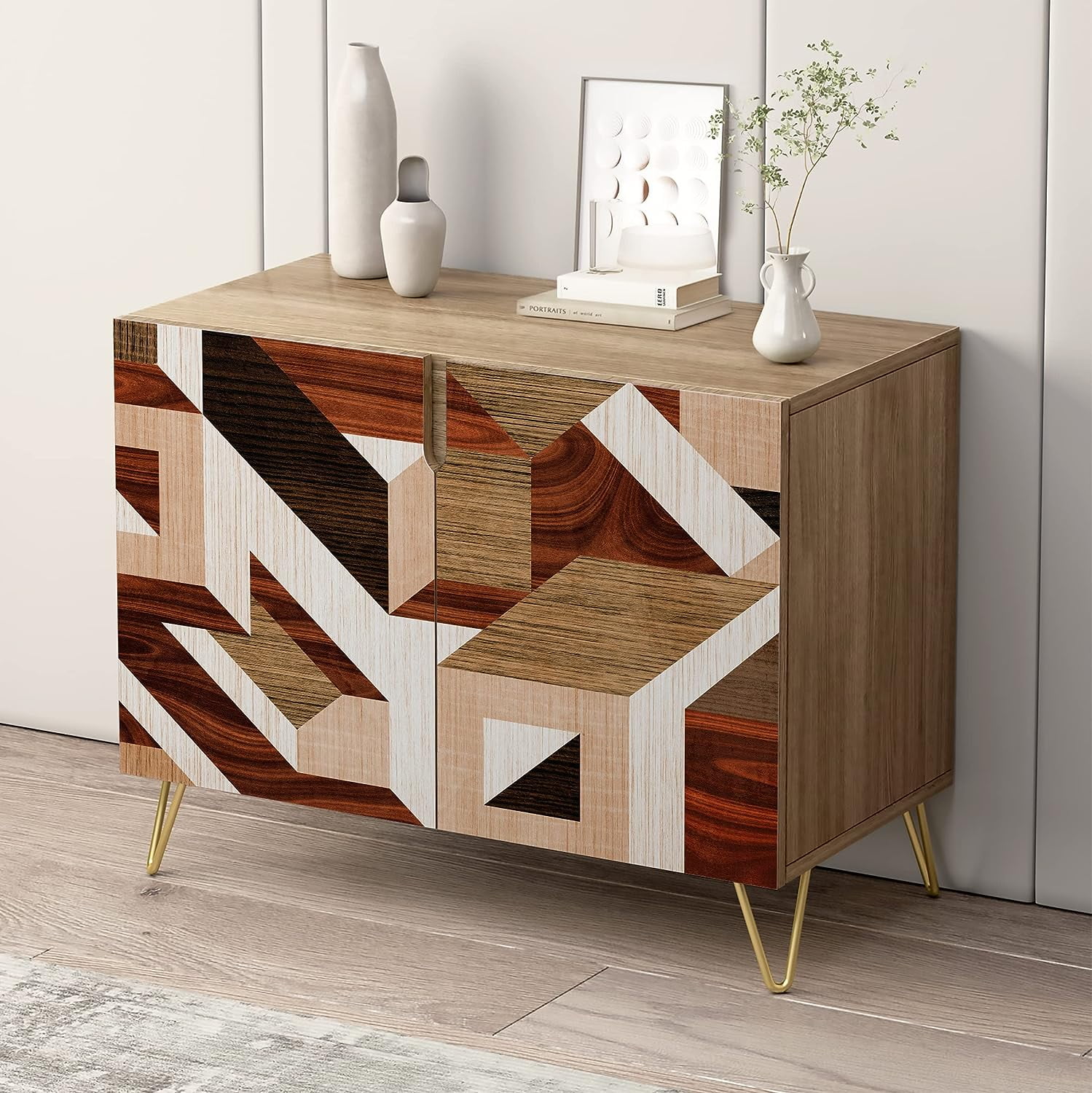 PixonSign Sideboard and Buffet Cabinet, 2 Doors Wood Storage Cabinet ...