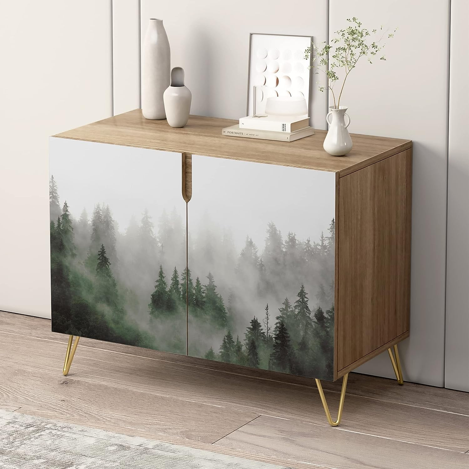 PixonSign Sideboard and Buffet Cabinet, 2 Doors Wood Storage Cabinet ...