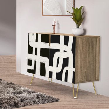 "PixonSign Wooden Sideboard Buffet Cabinet, Kitchen Storage, Mid ...