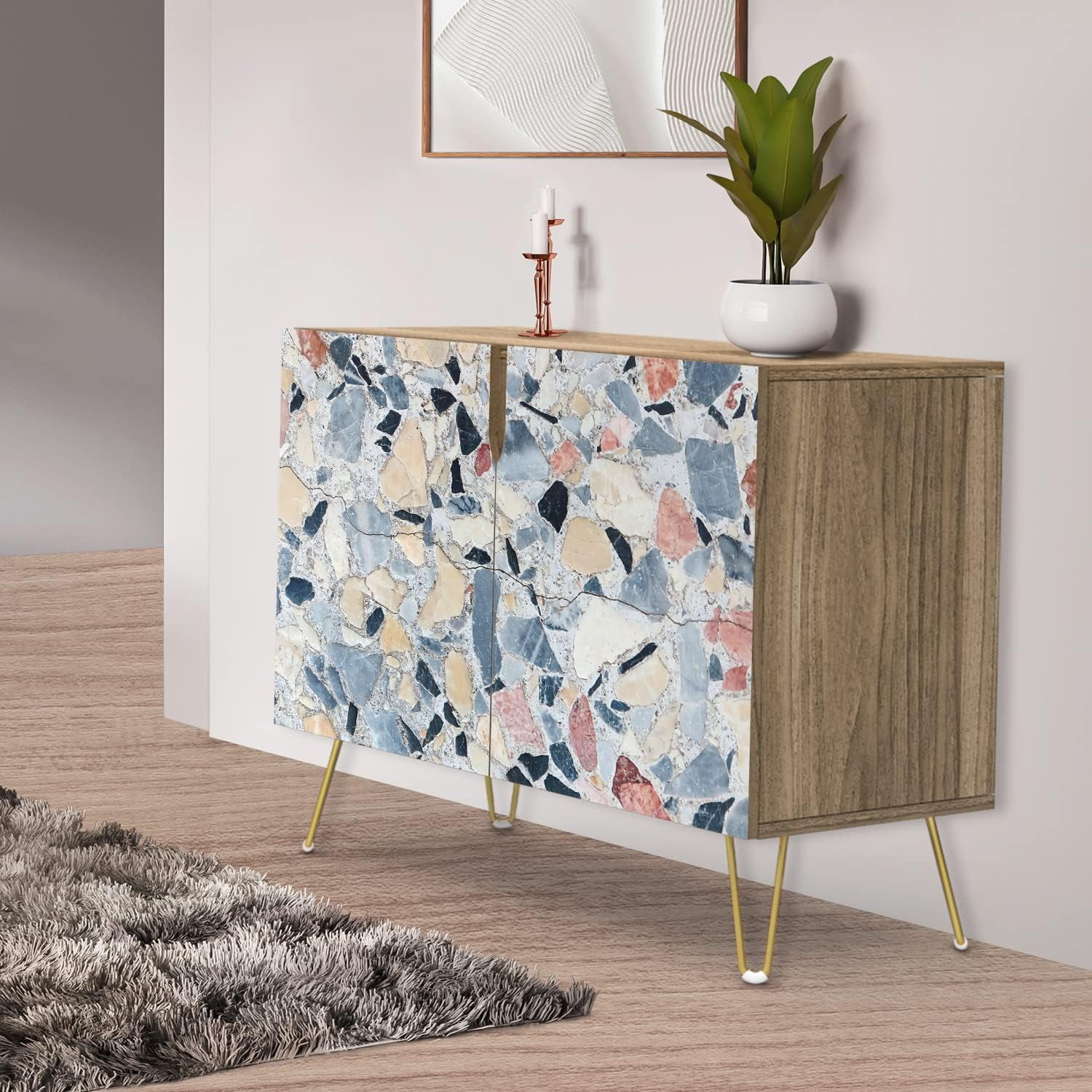 PixonSign Sideboard Buffet Cabinet, Kitchen Storage Cabinet with 2 ...