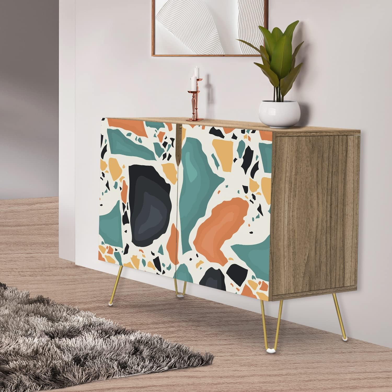 PixonSign Sideboard Buffet Cabinet, Kitchen Storage Cabinet with 2 ...