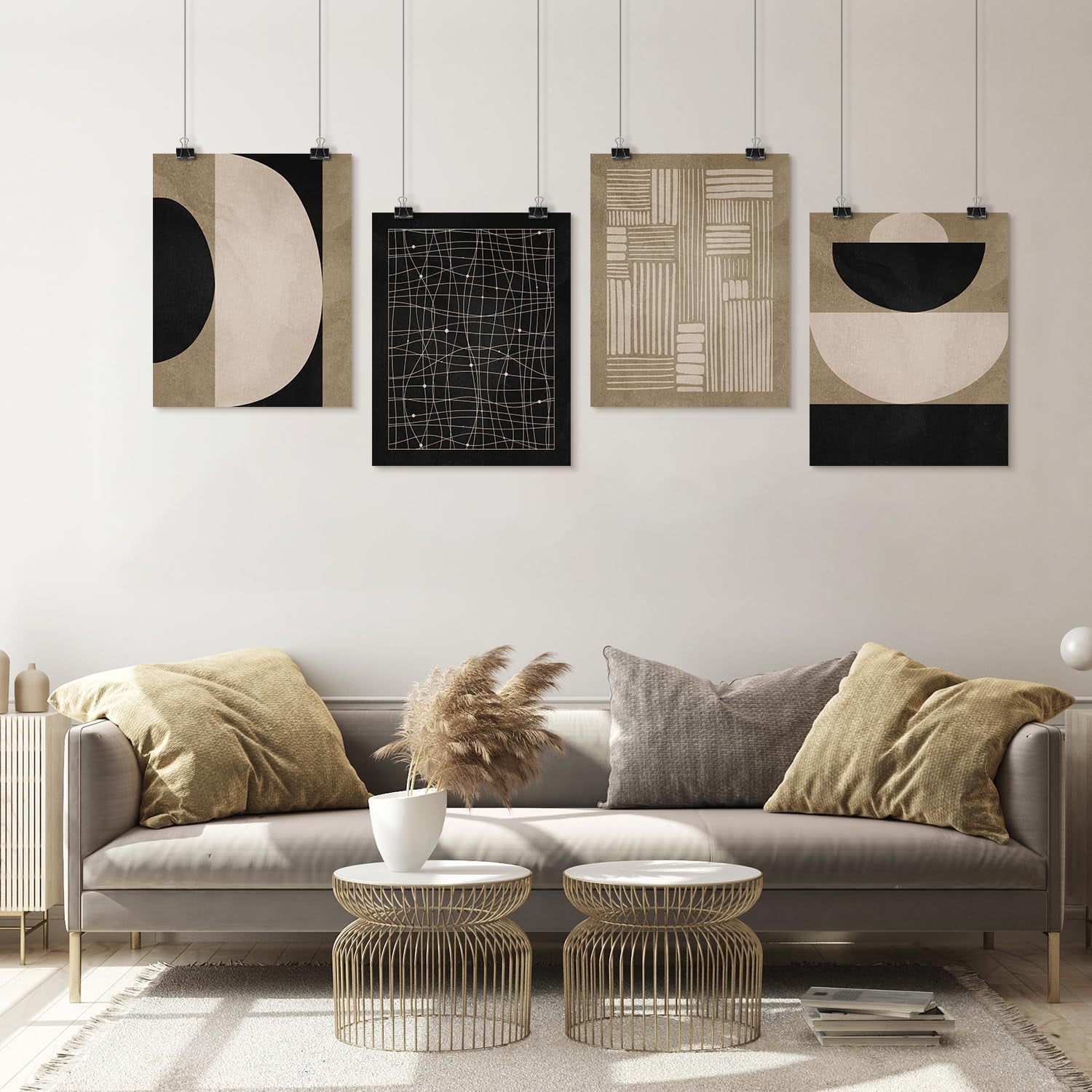 PixonSign Vintage Chic Adhesive Wall Art Abstract Black and White ...