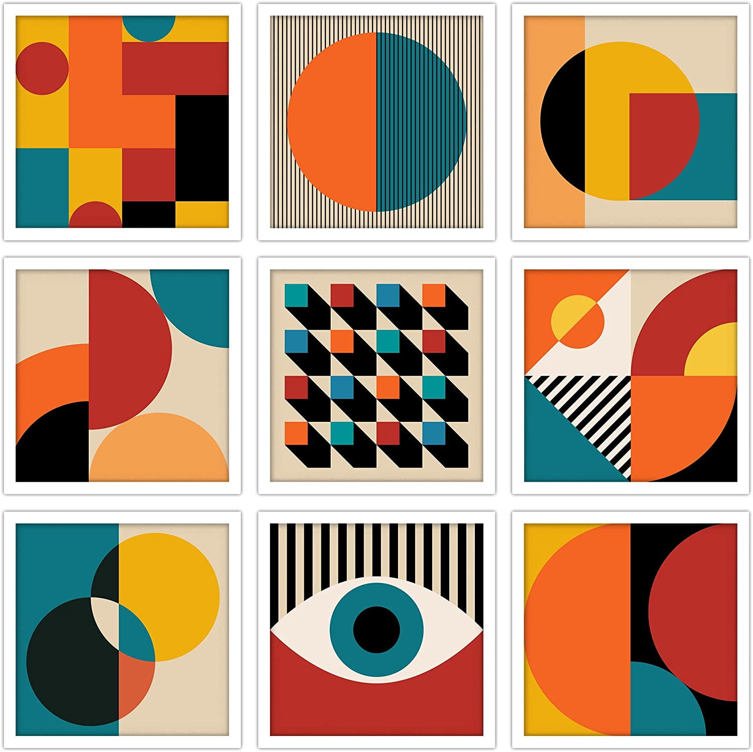 PixonSign Wall Art Collage Gallery Print Frame Set Mid-Century 1960s ...