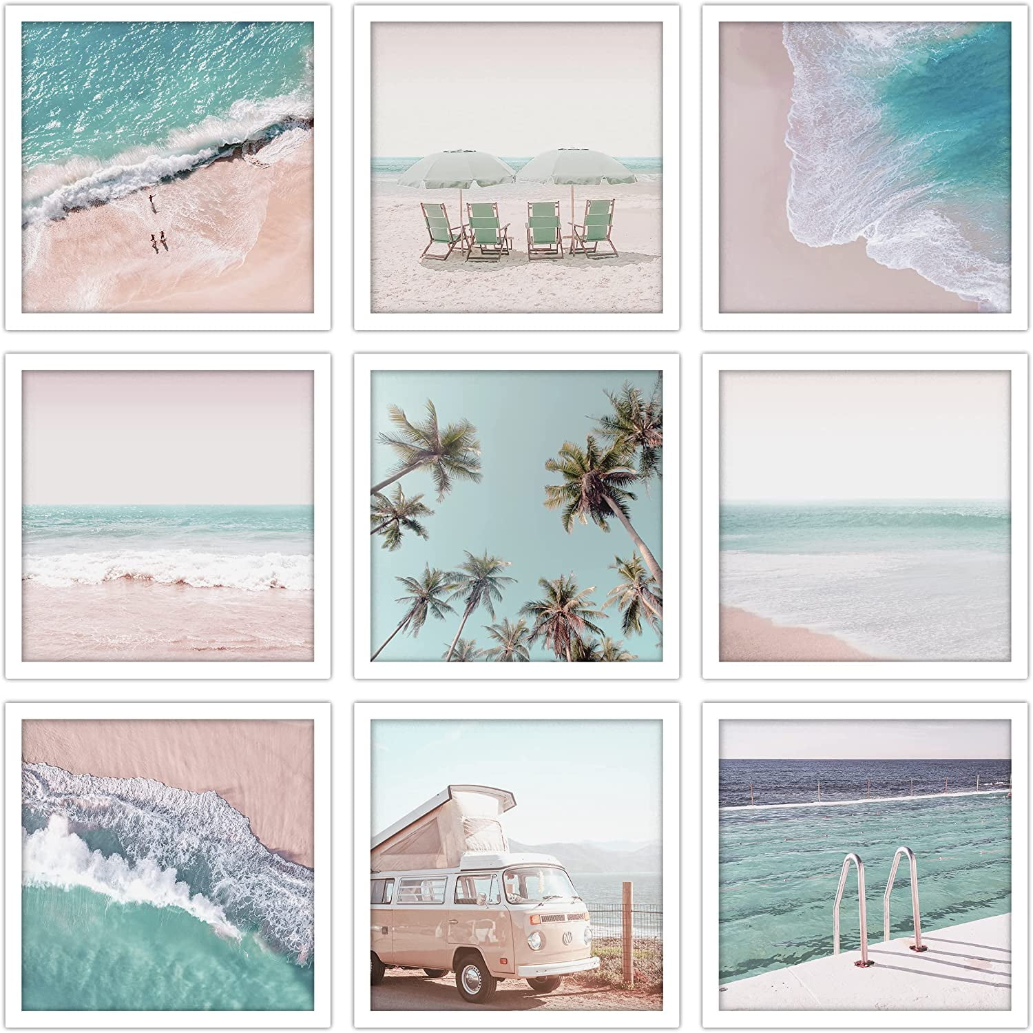 PixonSign Wall Art Collage Gallery Print Frame Set Tropical Duotone ...