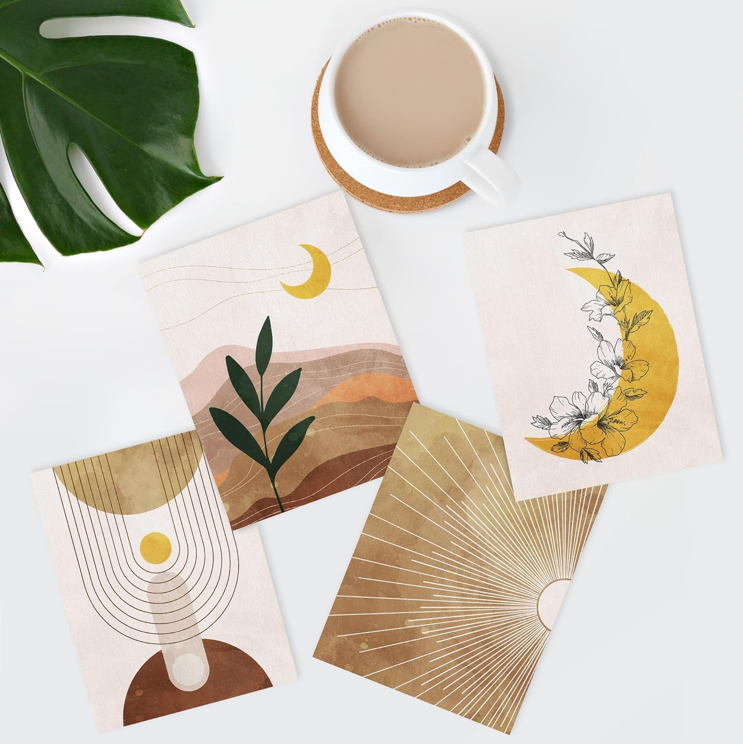 PixonSign Frameless Wall Art, Desert Landscape Geometric Posters, Set ...