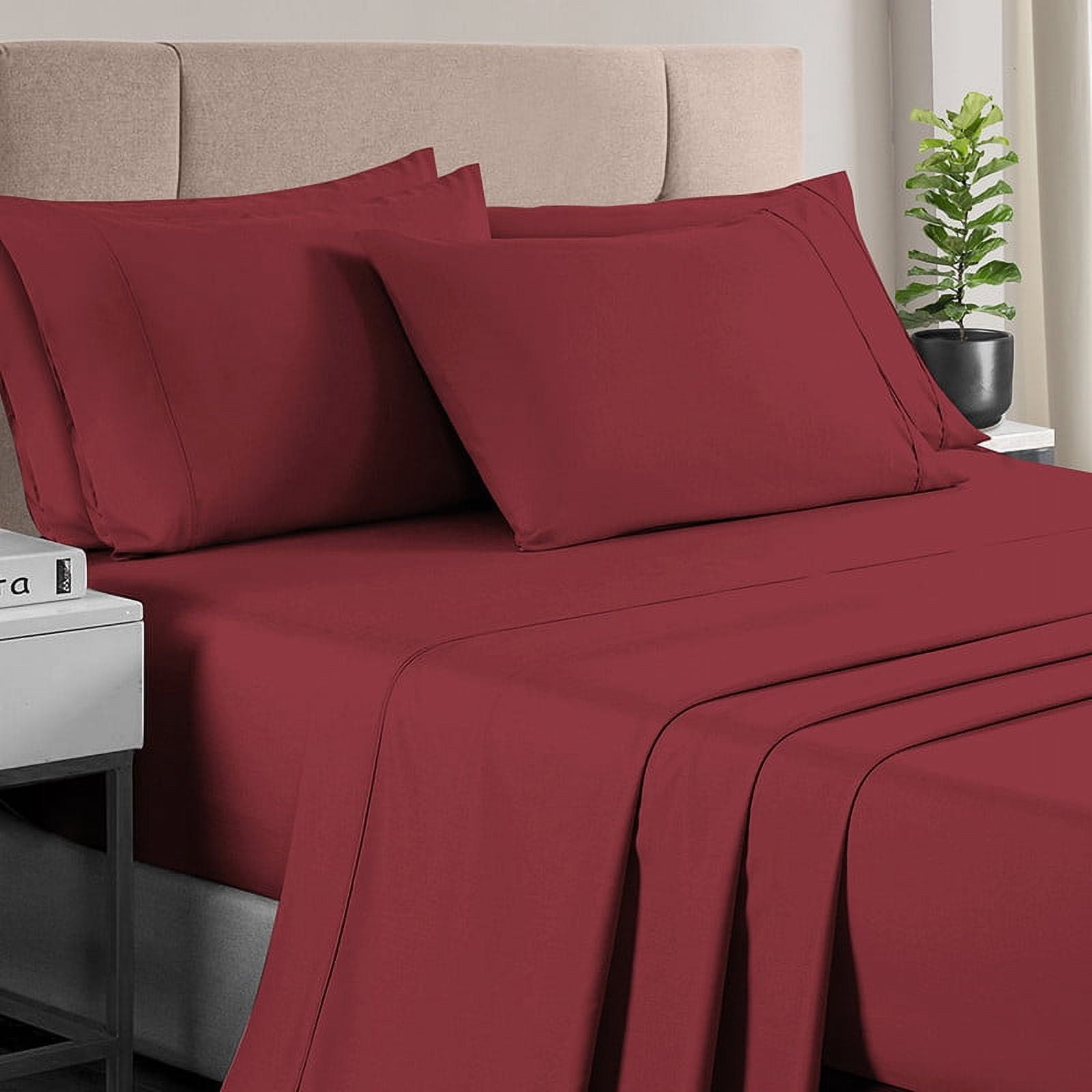 Pizuna 400 Thread Count 6Pc Rio Red Luxury Bed Sheets Set King With 4 ...