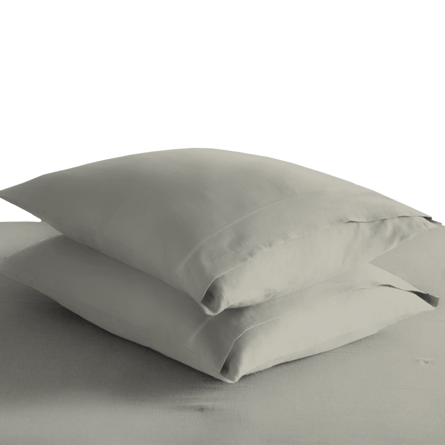 Pizuna 400 Thread Count Cotton Envelope Silver Pillow Covers King Size