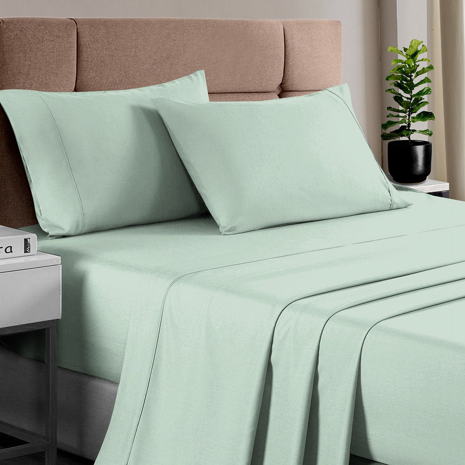 Pizuna 400 Thread Count Cotton Short King Size Sheet Set Sea Foam 100